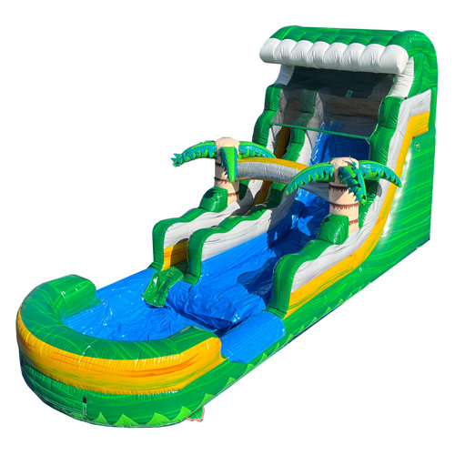 Jingo Jump 14' H x 27' L Inflatable Water Slide with Air Blower ...