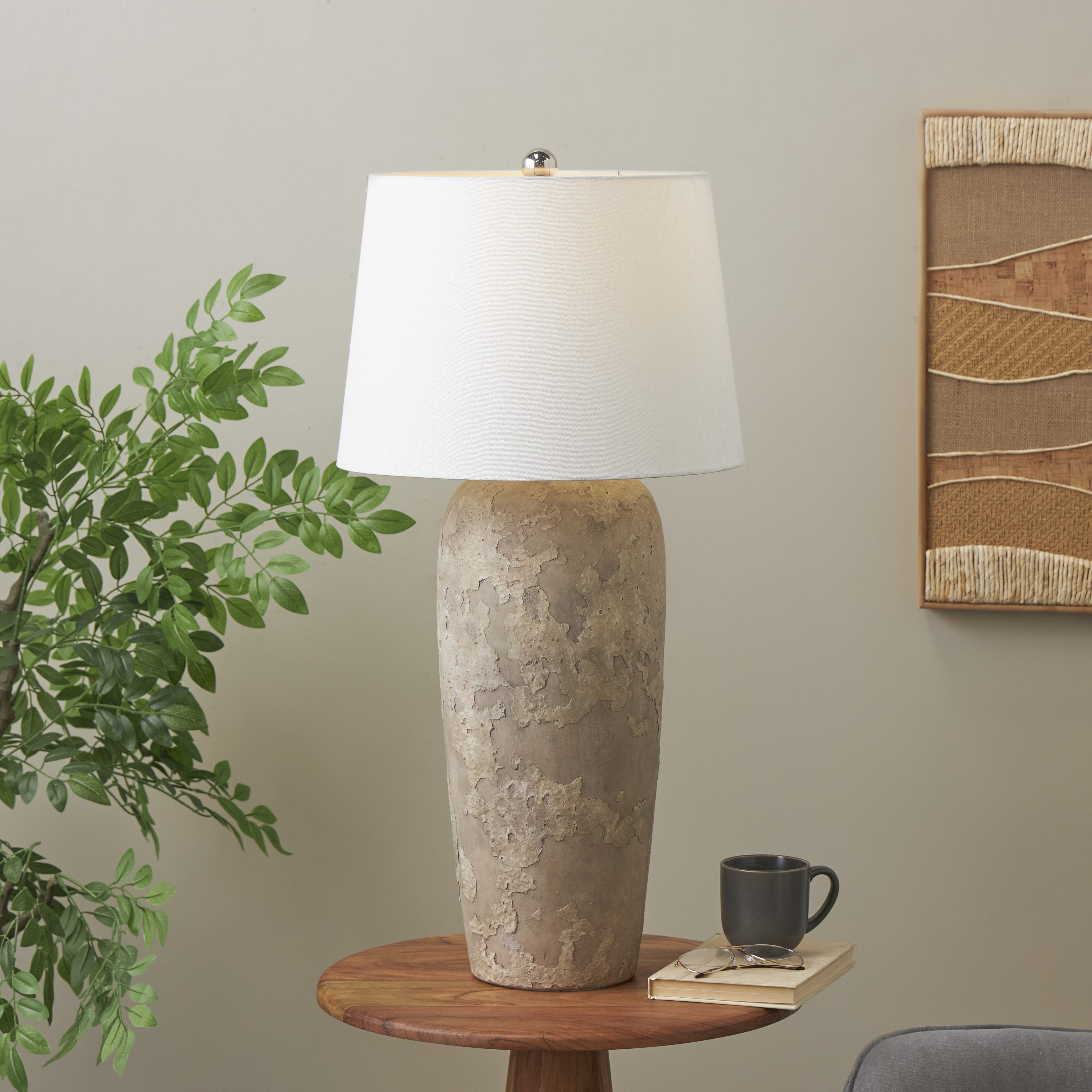 Ivy Bronx Justa Ceramic Distressed Antique Style Textured Table Lamp ...