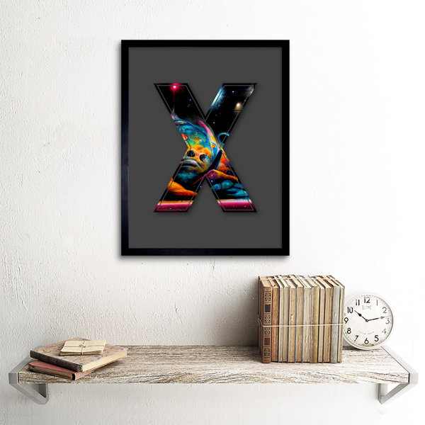 Wee Blue Coo Letter X Space Cosmos - Single Picture Frame Graphic Art ...