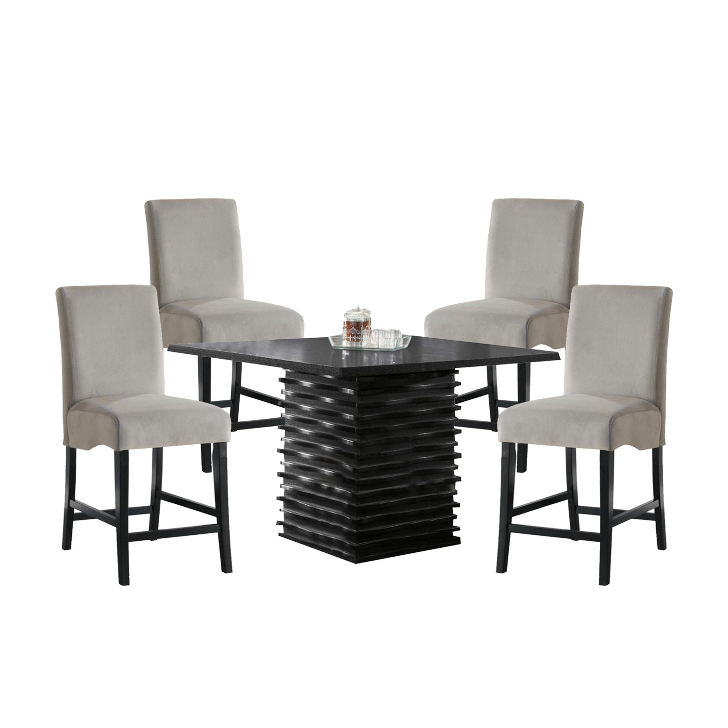Latitude Run® 5 Piece Dining Set In Black And Dark Grey - Wayfair Canada