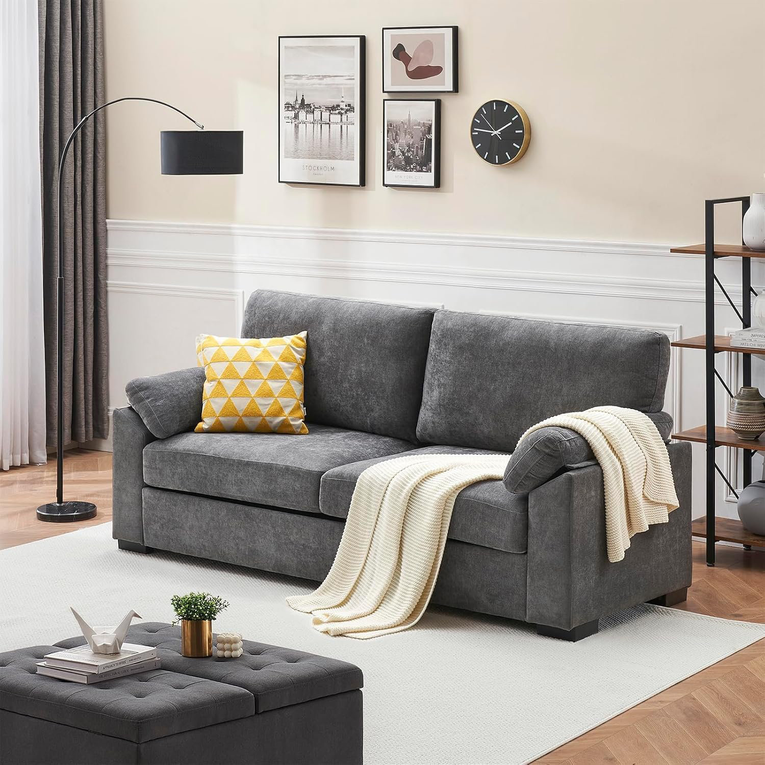 Yuan Home 80 Inch Sofa, Chenille Sofa, Comfy Couch Sofa, 2 Seater Couch ...