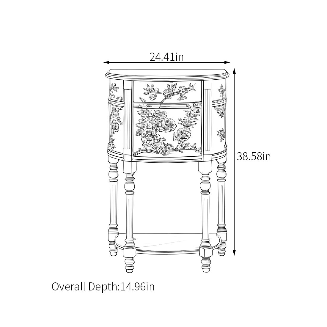 Ruthber Solutions Half-Moon Cabinet with Hand-Painted Accents | Wayfair