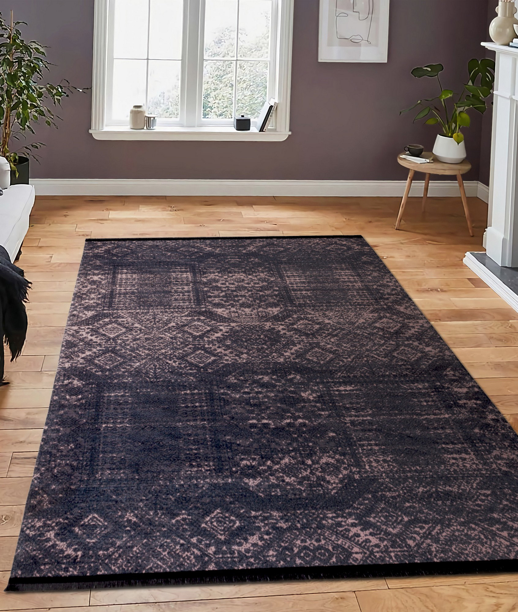 East Urban Home Ornellas Oriental Machine Woven Velvet Area Rug in ...