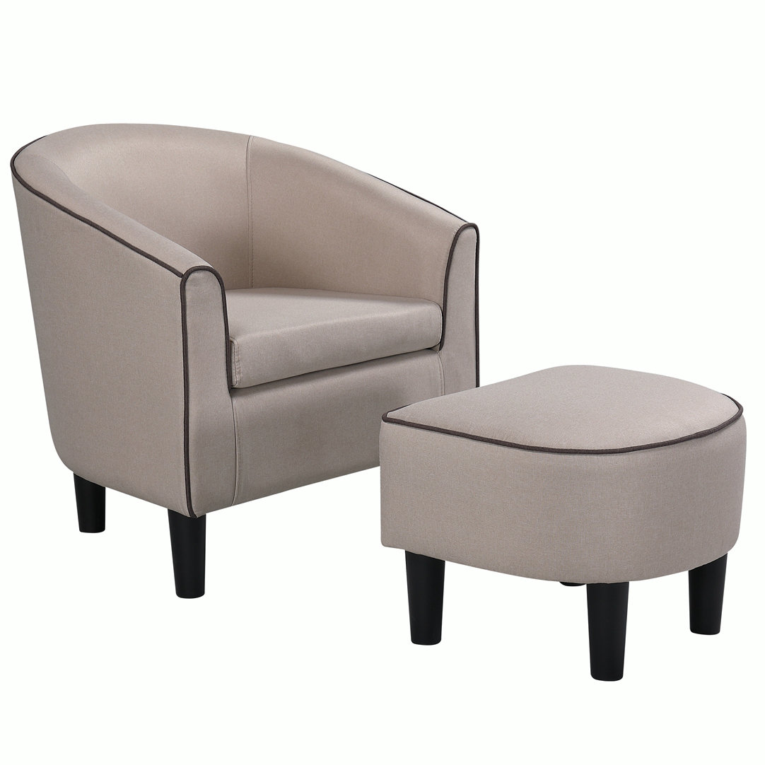 Ebern Designs Pessie 25'' Wide Barrel Chair and Ottoman | Wayfair