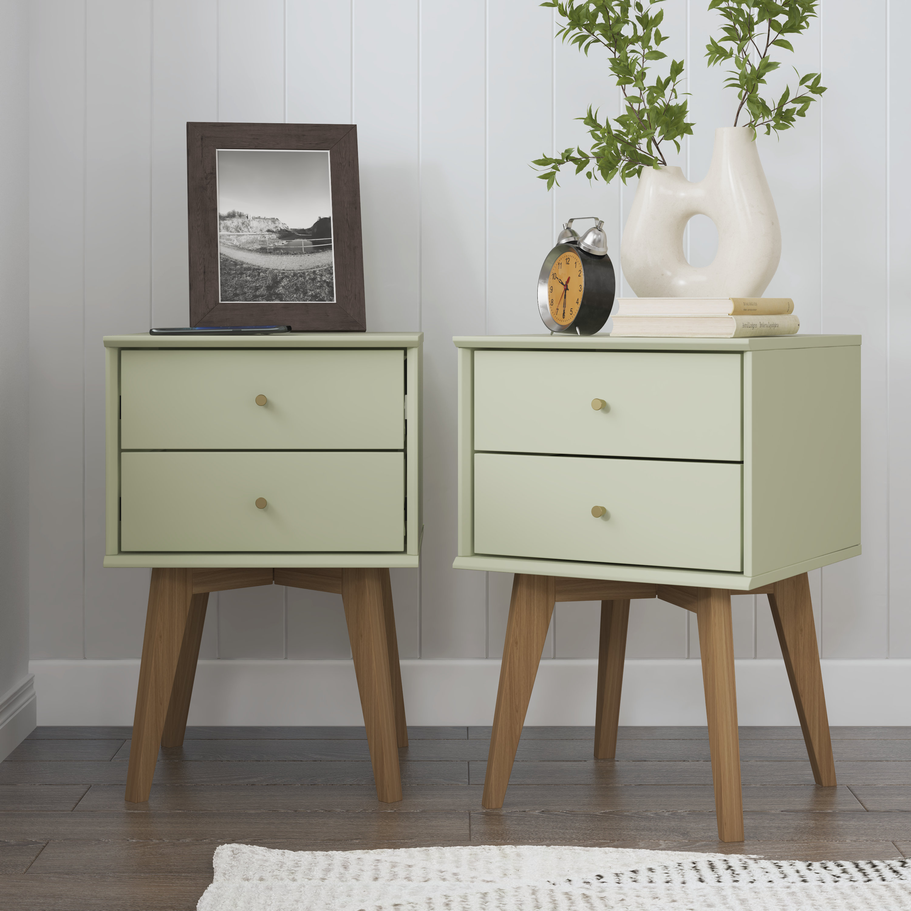 ABBY Manufactured Wood Bedside Table Sets of 2 & Reviews | Wayfair.co.uk