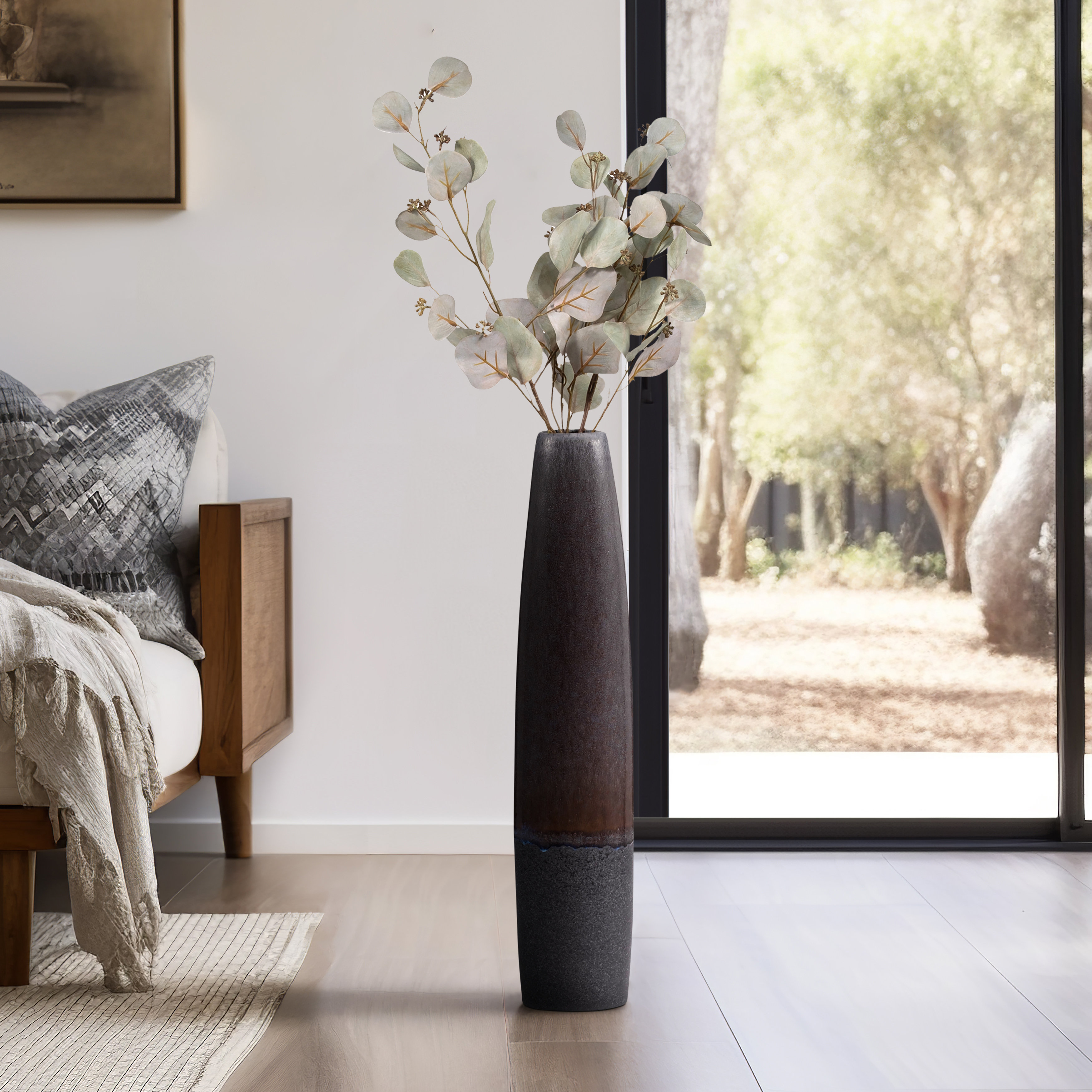 Wade Logan® Chambre Neader Stoneware Floor Vase - Cylinder, Two-tone ...