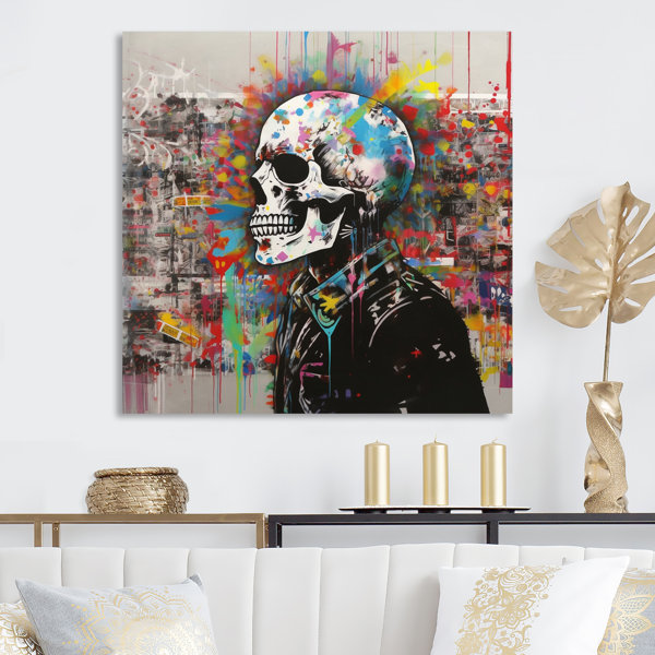 Trinx " Edgy Skull Street Art II " on Canvas - Wayfair Canada