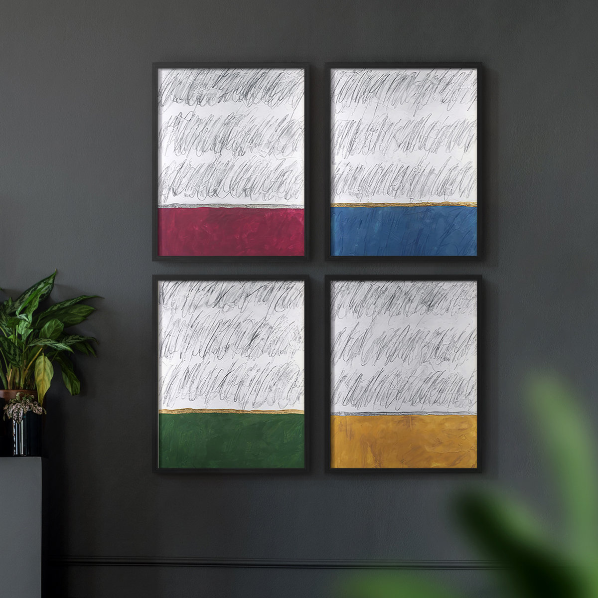 Wrought Studio™ Chroma Tract I Framed Print - Set of 4 | Wayfair