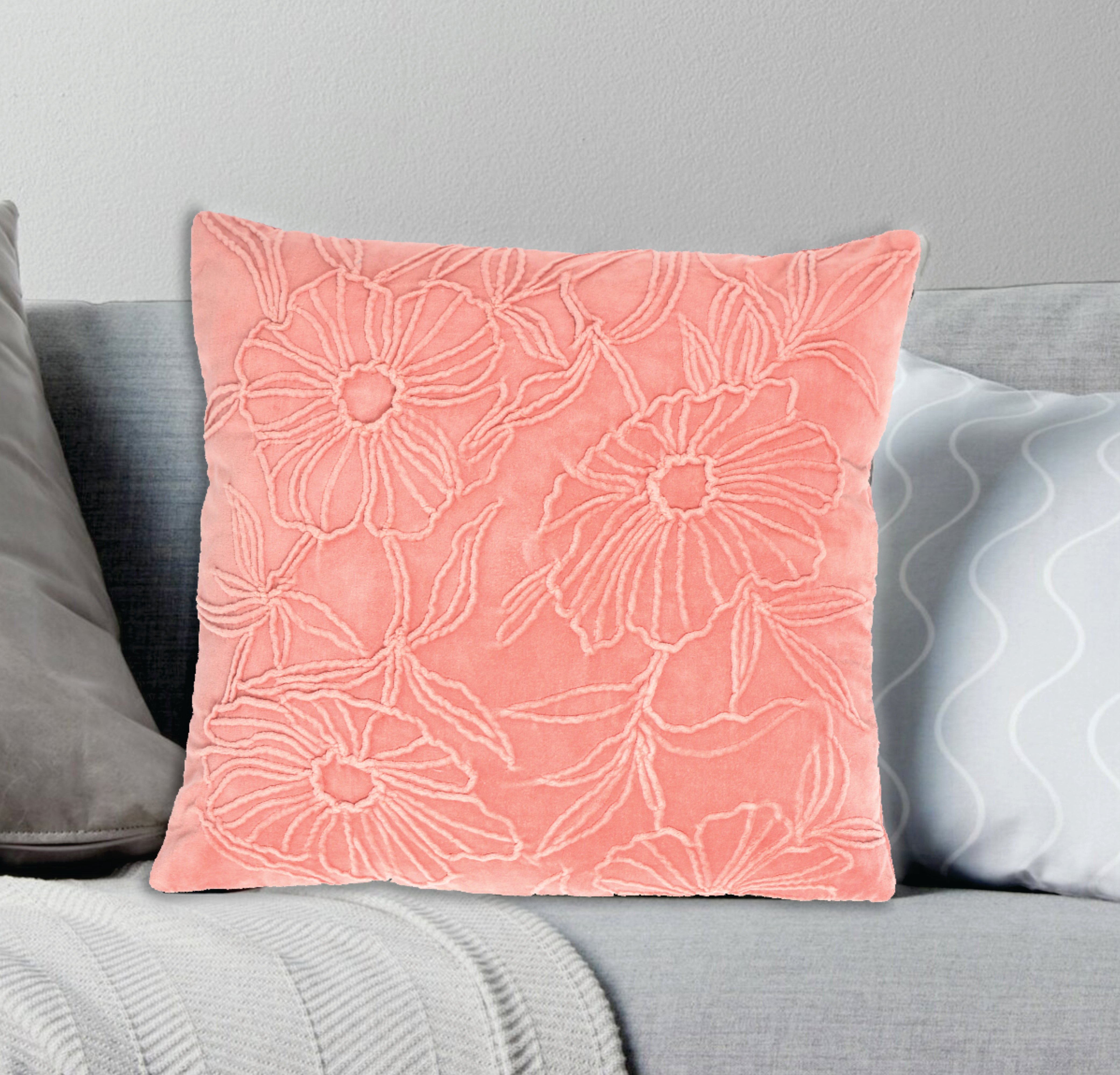 House of Hampton® Timur Rust Floral Embossed Velvet Pillow | Wayfair