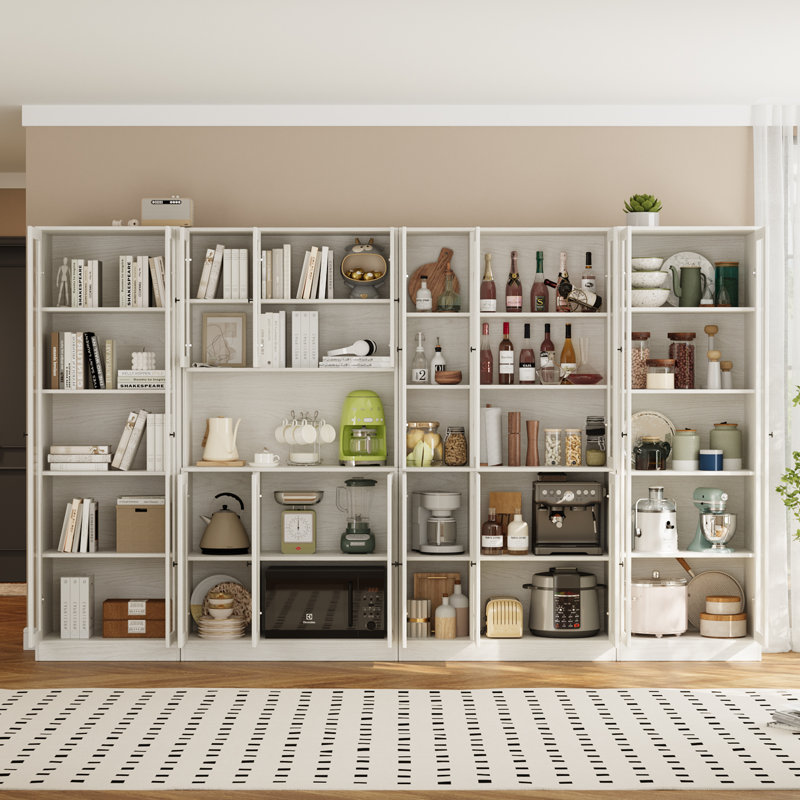 Latitude Run® White Book Cabinet Storage Bookcase, 5-Tier Modern ...