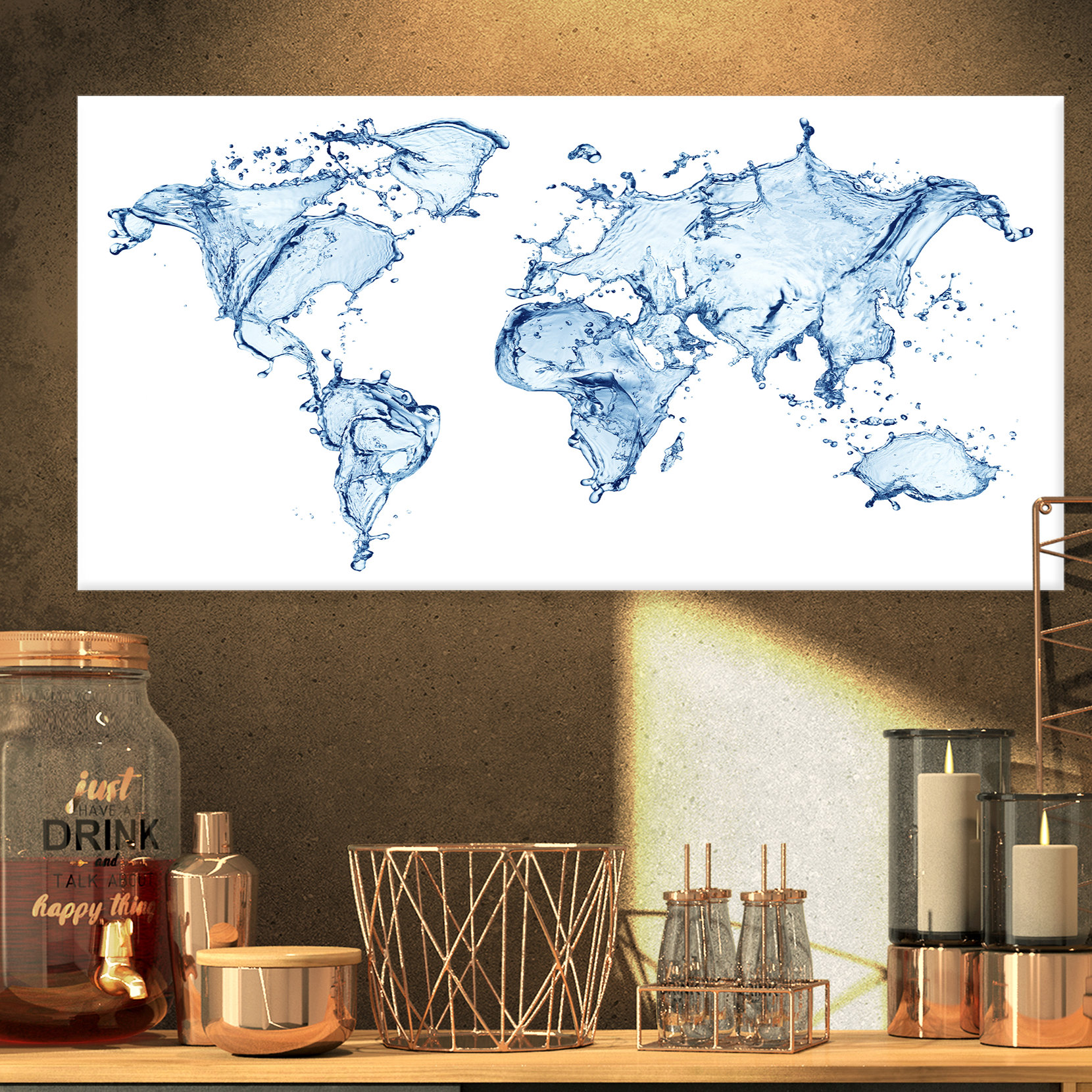 Bless international 'World Map Water Splash' Graphic Art & Reviews ...