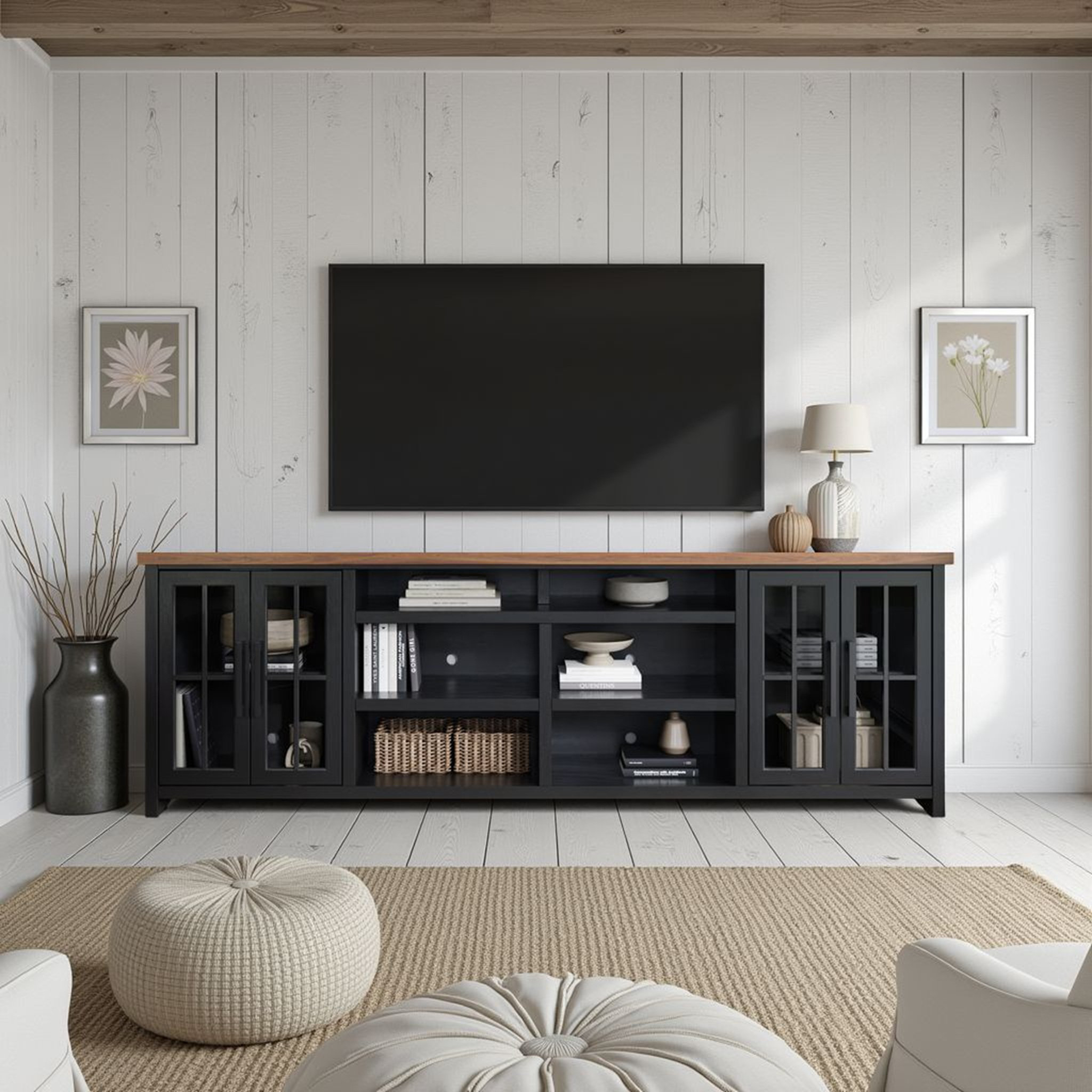 Laurel Foundry Modern Farmhouse® Brixham 96 inch TV Stand Console for TVs up to 100 inches, No ...