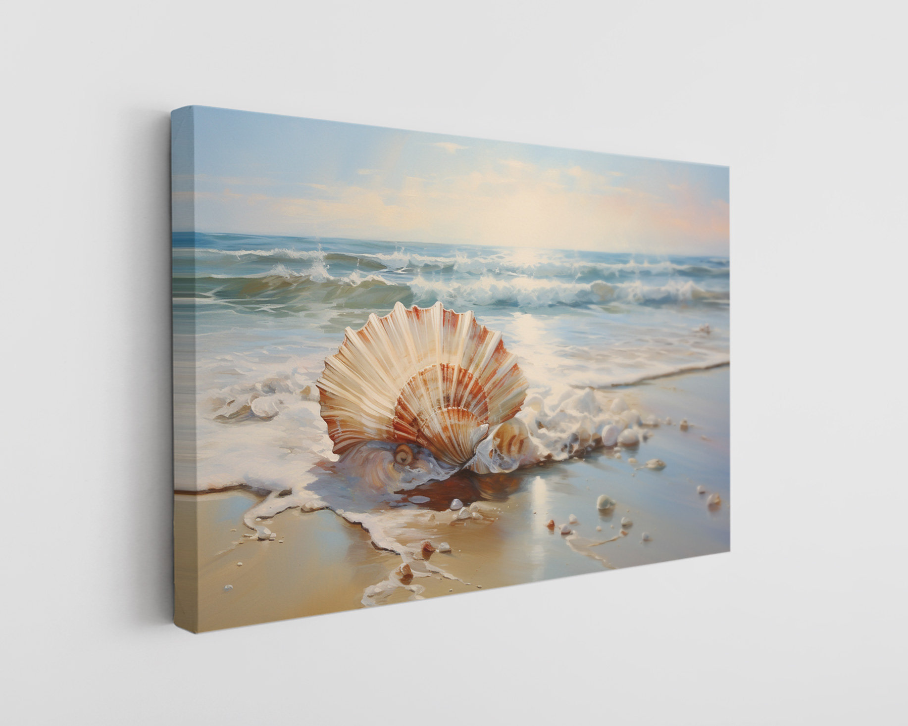Rosecliff Heights Oil Painting of a Seashell Canvas Print, Modern Wall ...