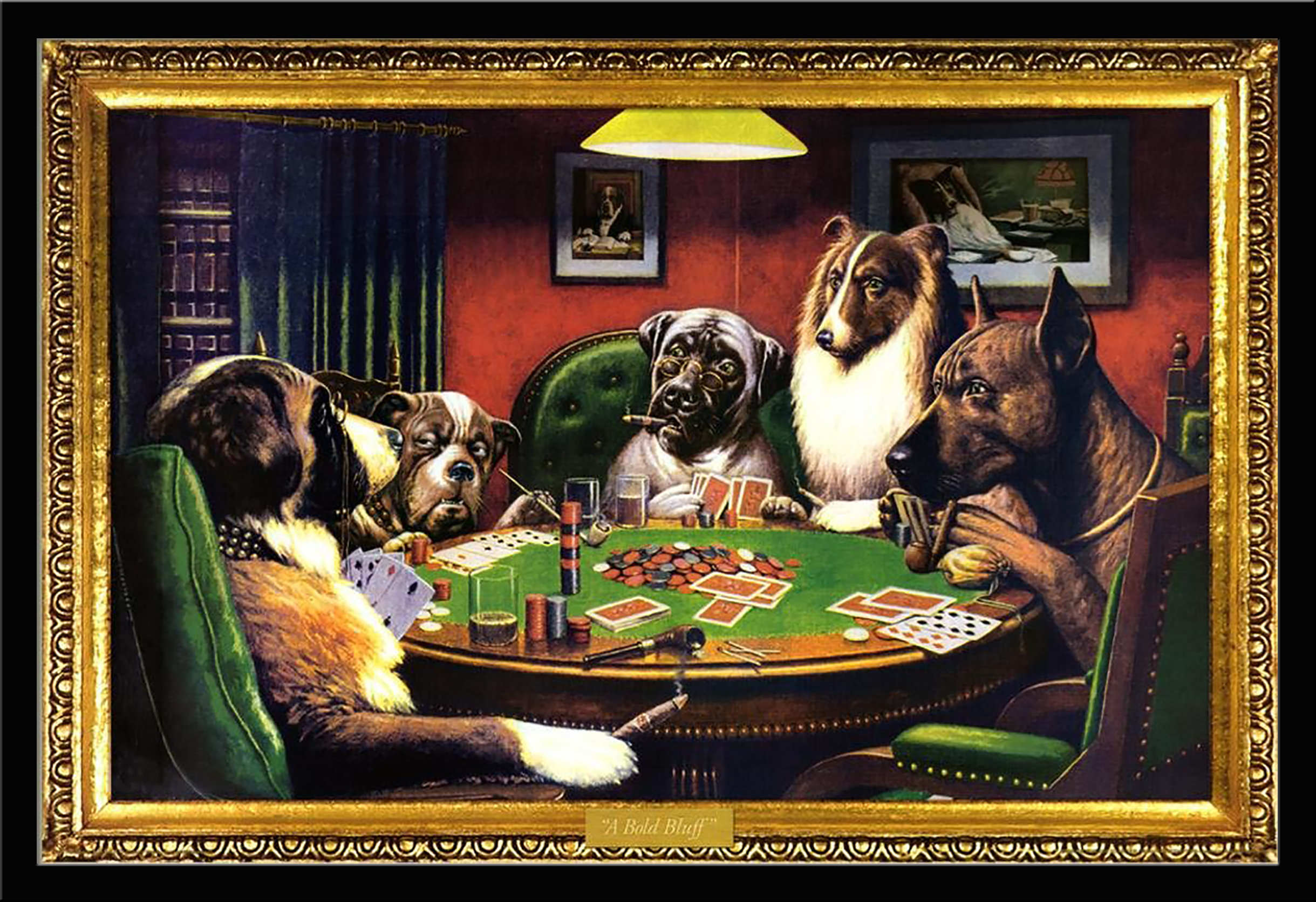 Red Barrel Studio Bold Bluff, Dogs Playing Poker by Cassandra Gillens ...