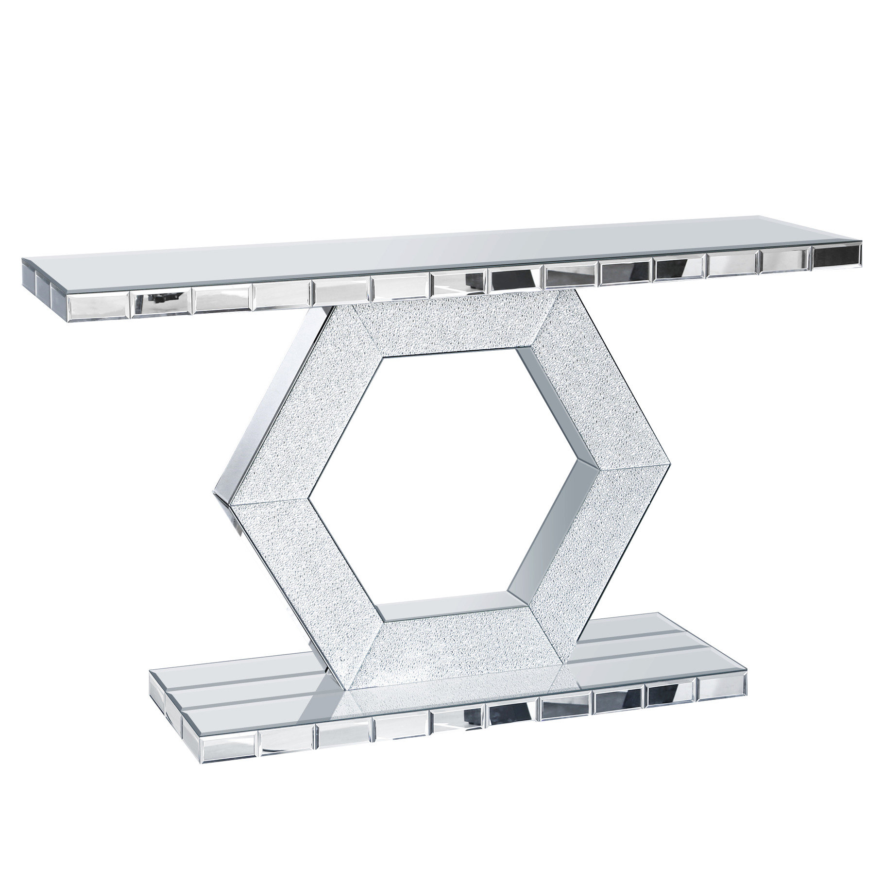 Mercer41 Luxury Art Dual - Tier Sparkling Diamond Glass Table, For ...