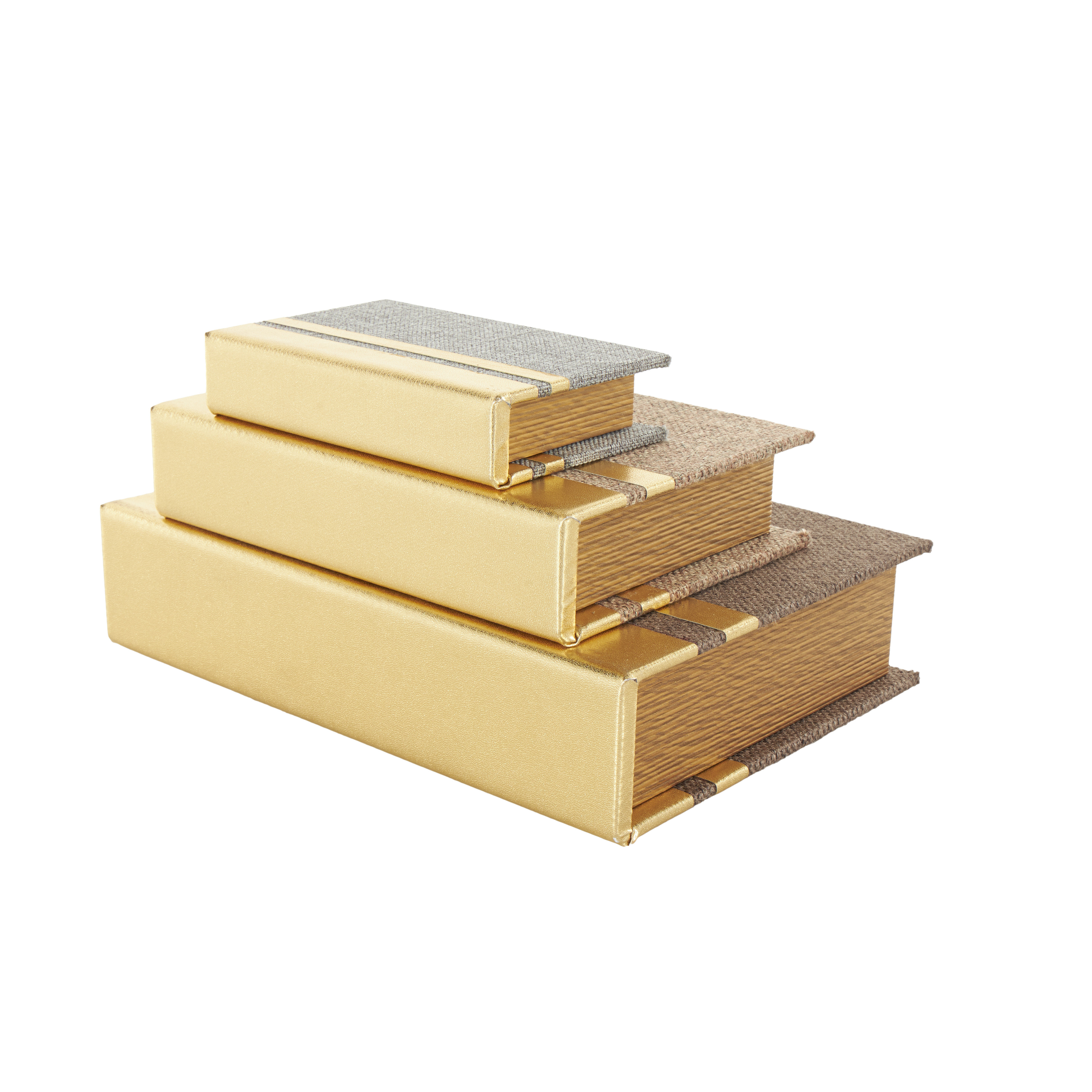 Ebern Designs Cole And Grey Wooden Faux Storage Book Box With Shiny ...