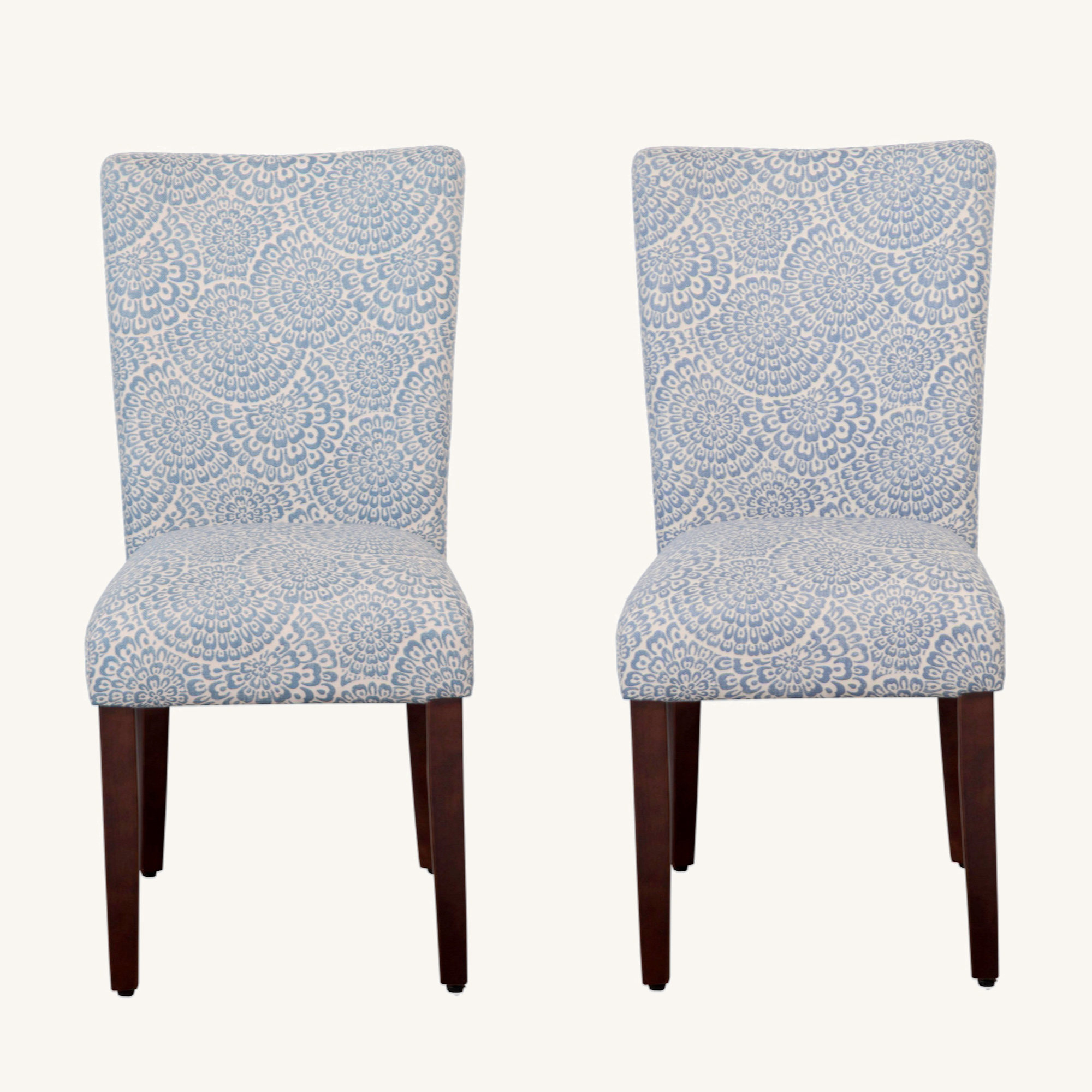 Red Barrel Studio® Wooden Parson Dining Chairs With Floral Patterned ...
