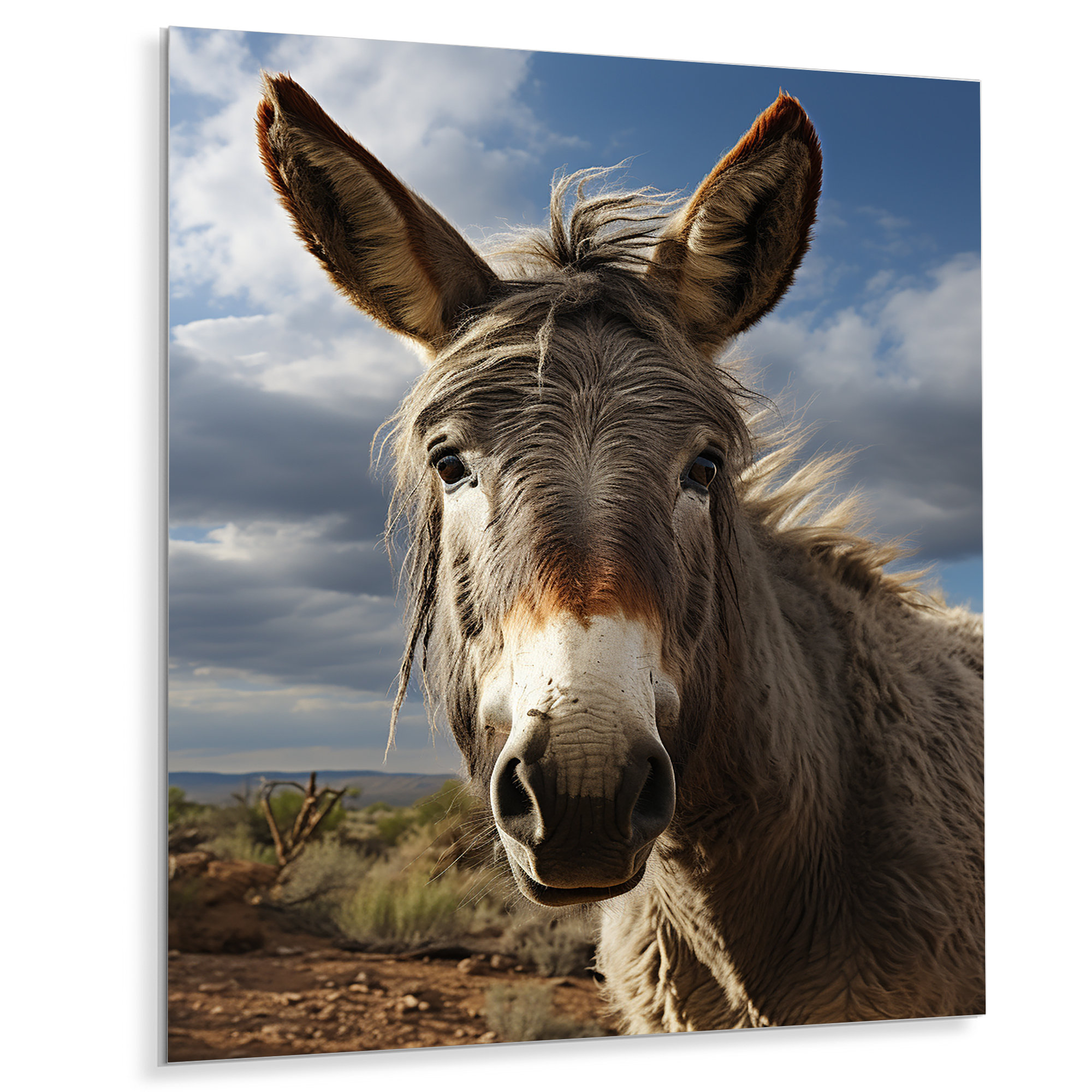 Gracie Oaks Grey Donkey Portrait Vibrant - Animal Donkey Metal Art ...