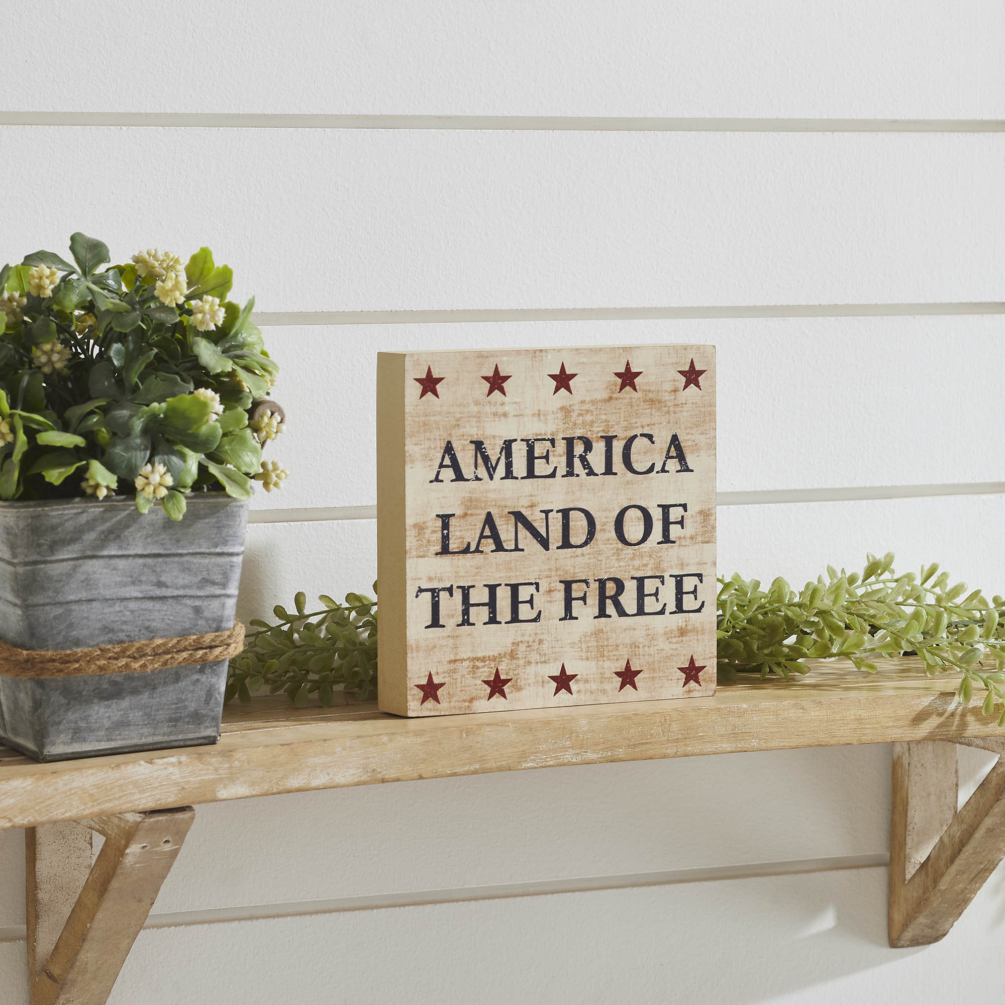 VHC Brands My Country America Land Of The Free w/ Red Stars MDF Block ...