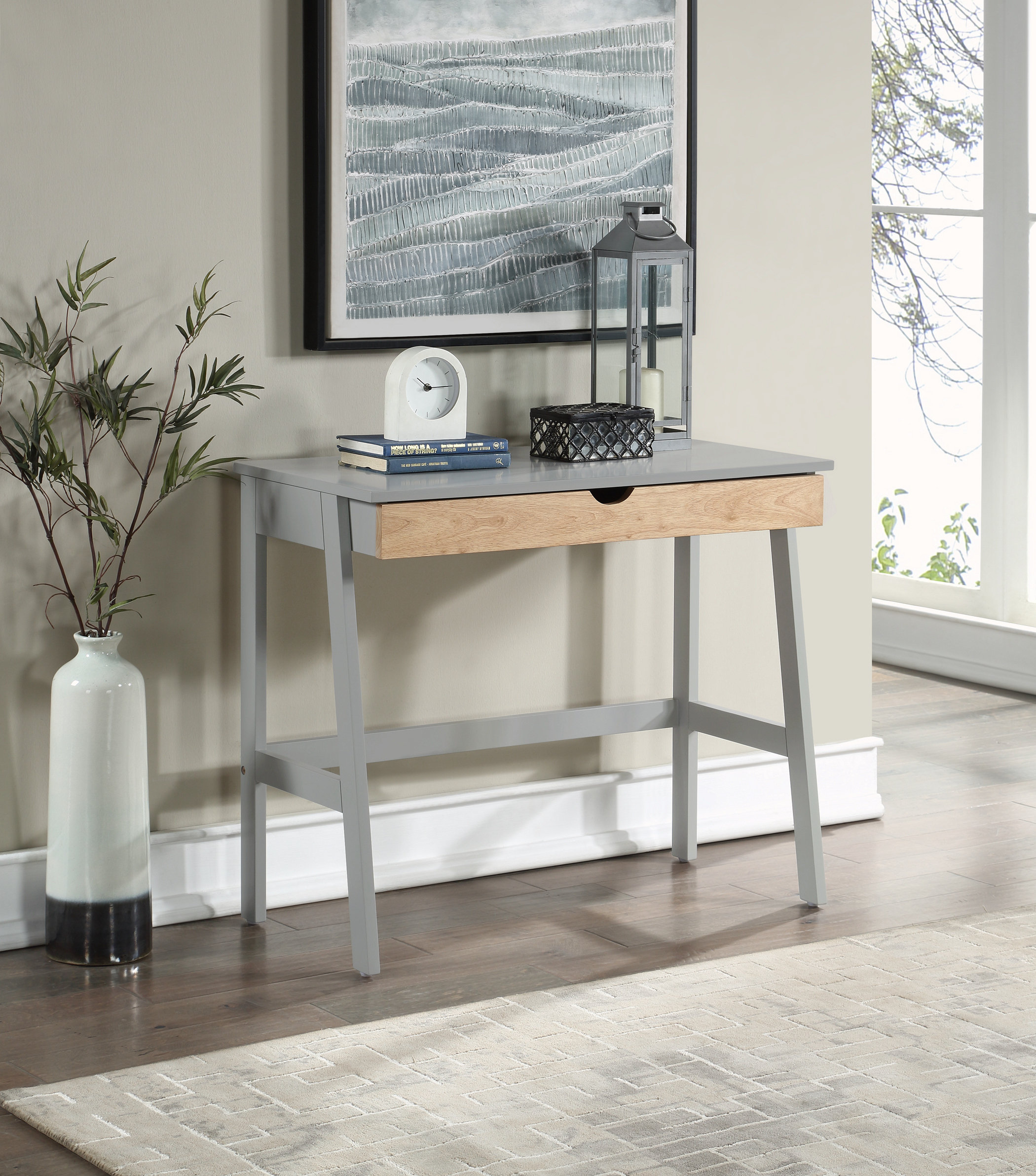 Ebern Designs Computer Desk Wooden Workstation Vanity Table W/ 1 Drawer ...