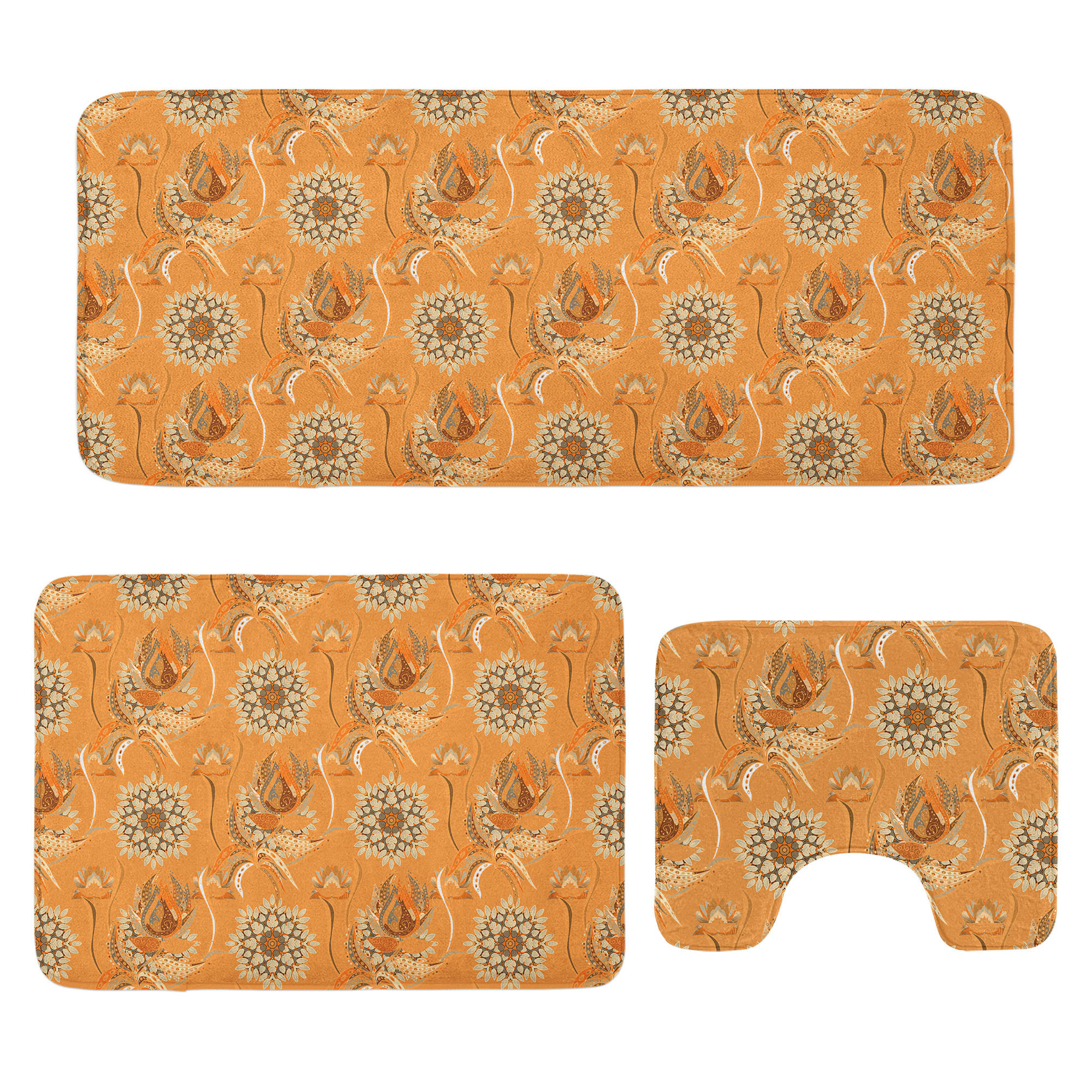Ophelia & Co. Tan and Brown Bathroom Rug Set 3 Pieces U-Shape ...