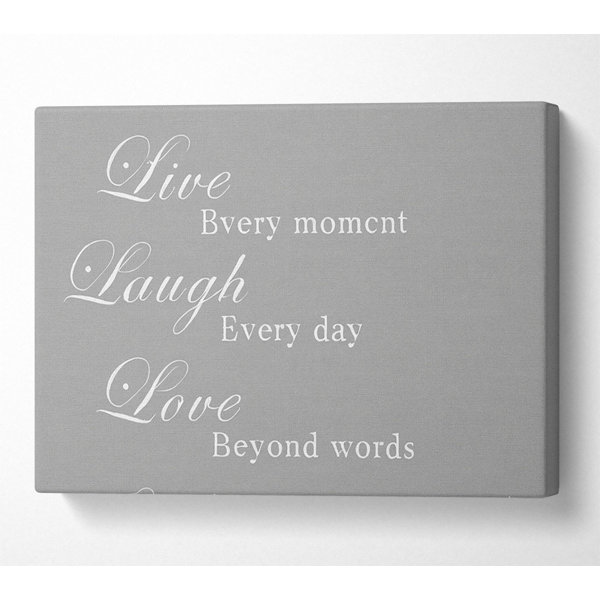 Happy Larry Love Quote Live Laugh Love Grey White - Wrapped Canvas Art ...