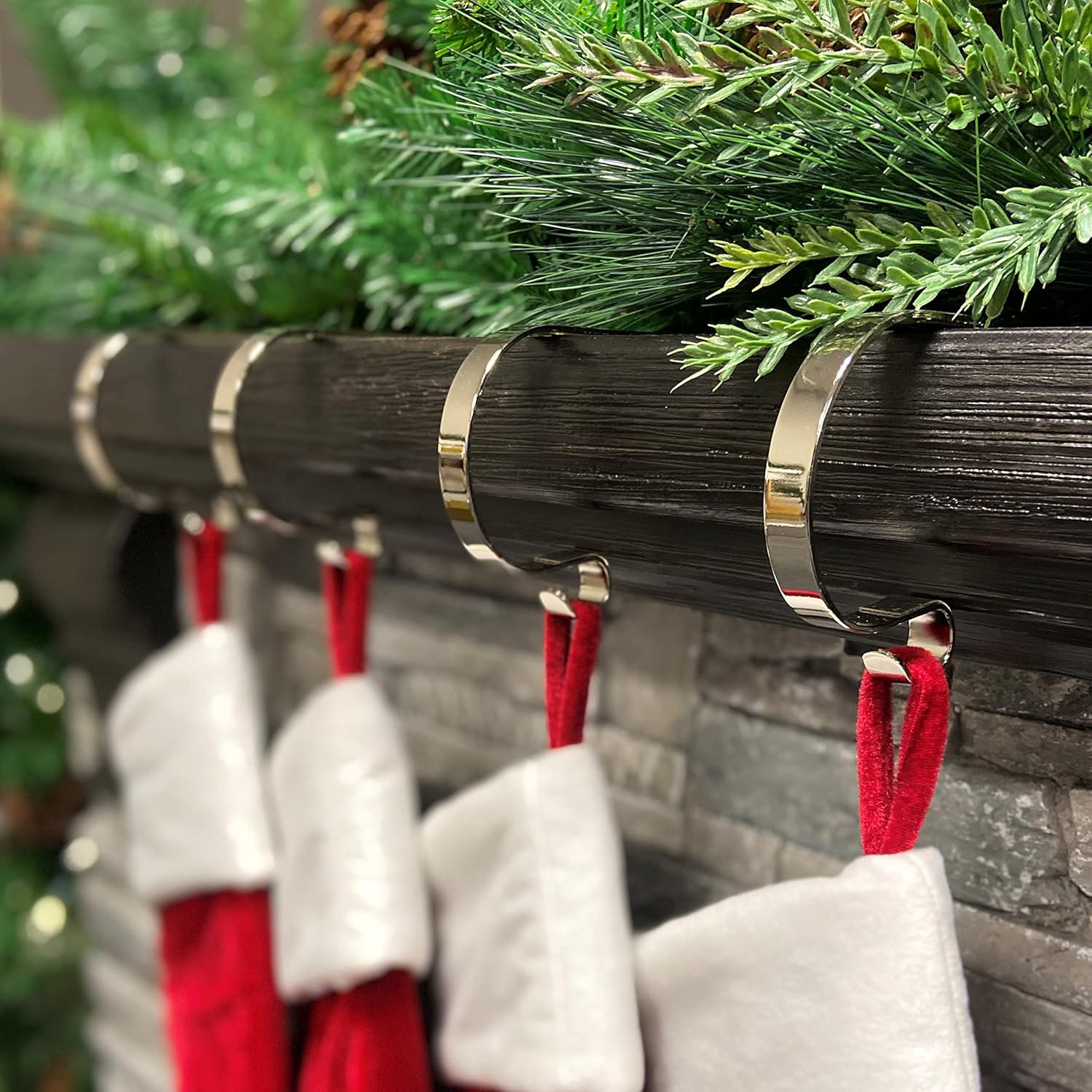 Tikwel 4 Pack, Silver ,Hang Christmas Stockings, Lights, Garland ...