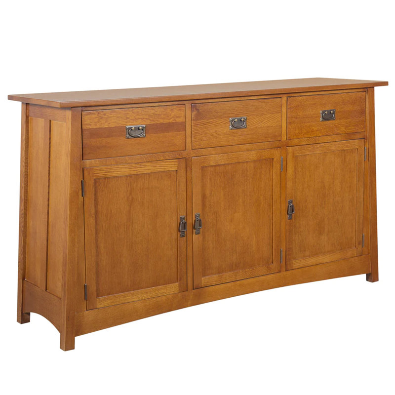 Loon Peak® Dystanie 70" Wide 3 Drawer Oak Solid Wood Sideboard | Wayfair