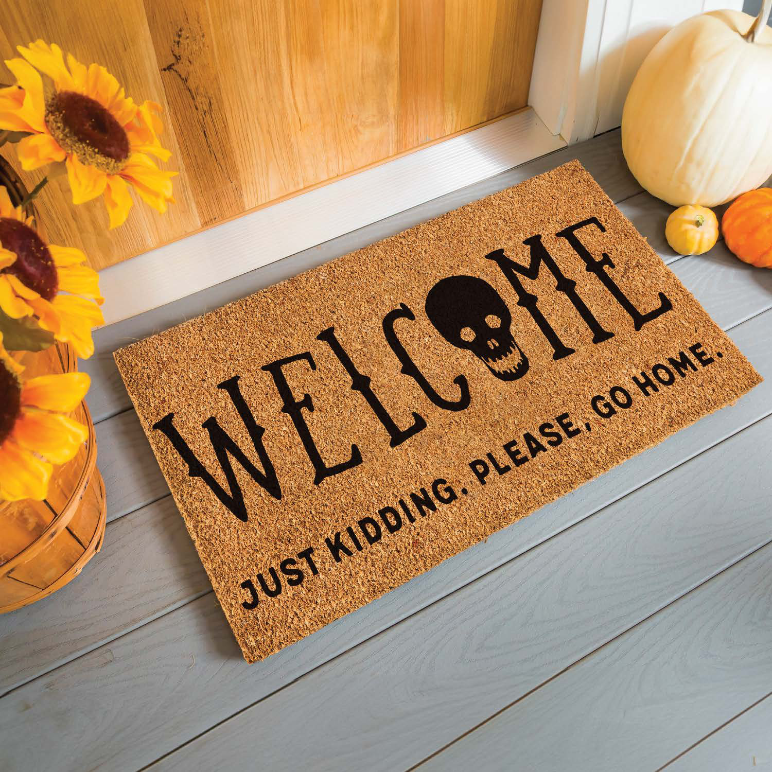Trinx Hershel Halloween Skull Welcome Outdoor Coir Doormat | Wayfair