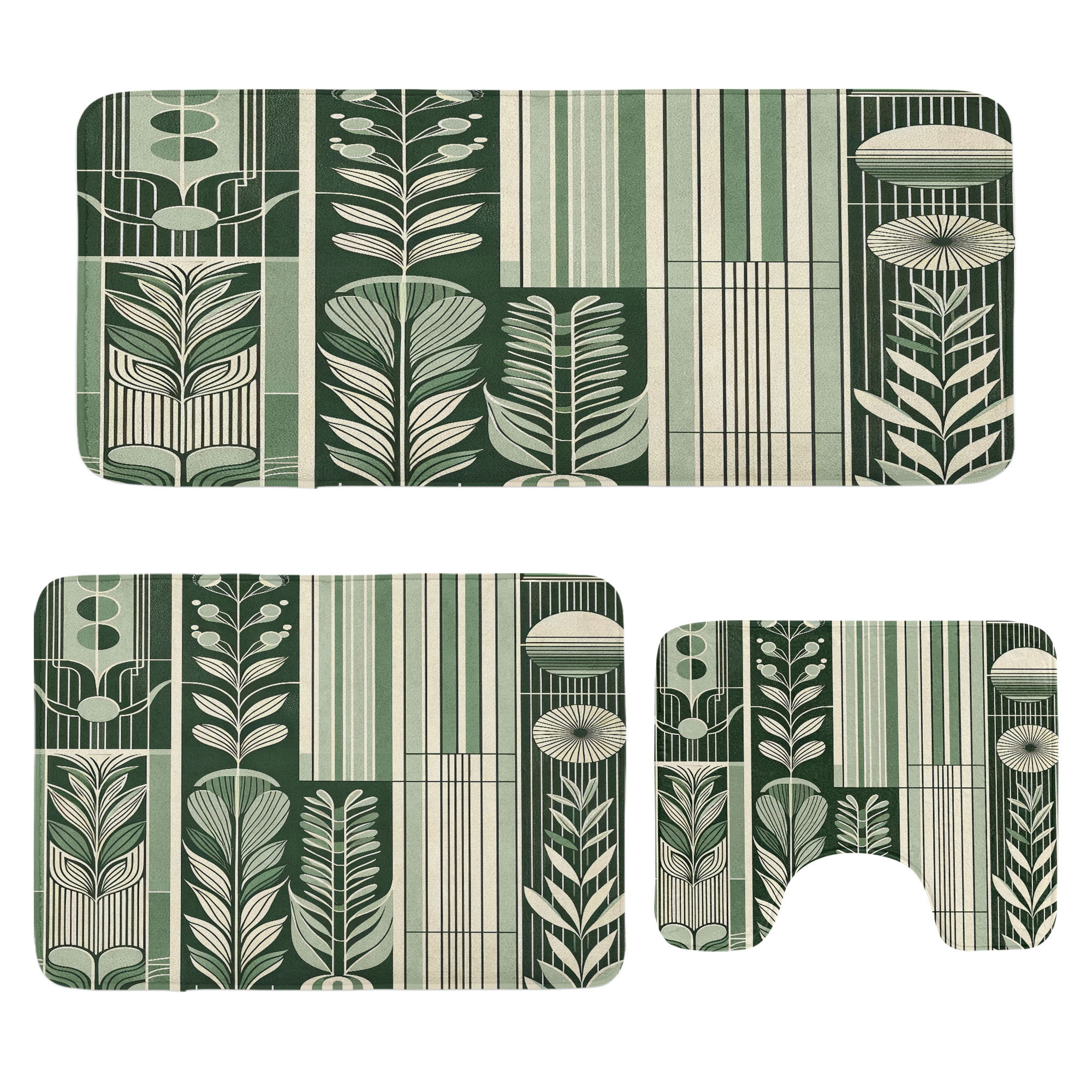 East Urban Home Mid Century Modern Bathroom Rug Set 3 Pieces U-Shape ...