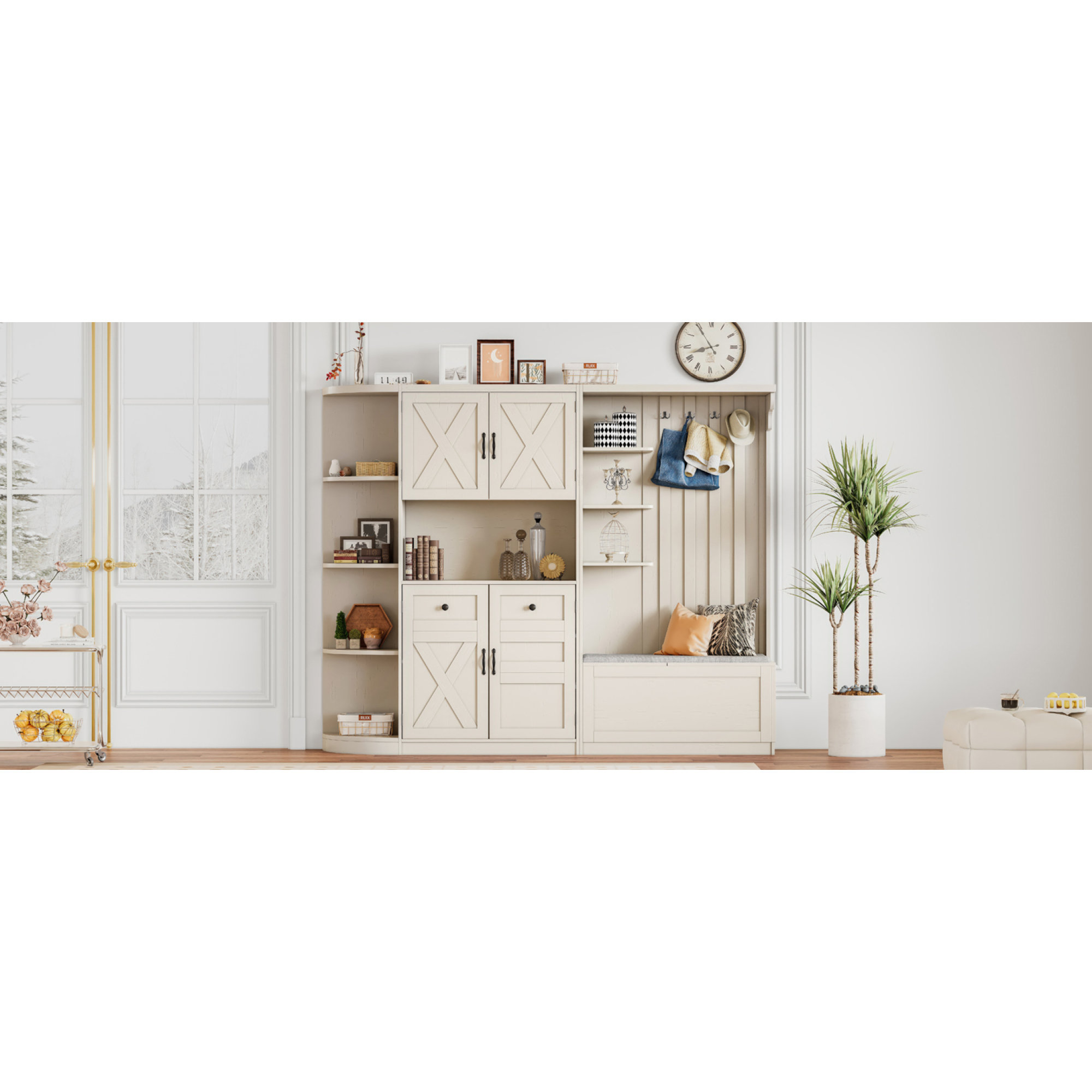 Gracie Oaks Multifunctional left-right combination hall cabinet with ...