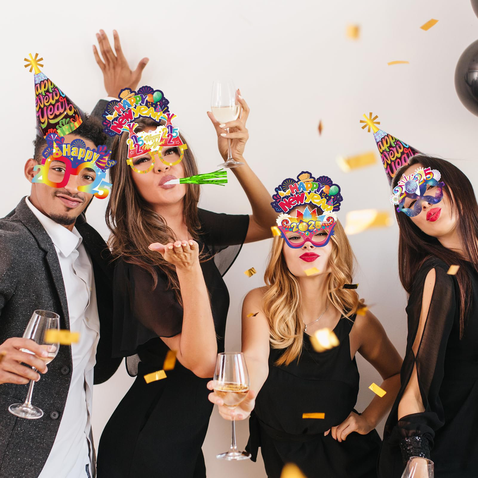 VOMGEB1 40-Piece Neon Color Happy New Year Party Favors Set | Wayfair
