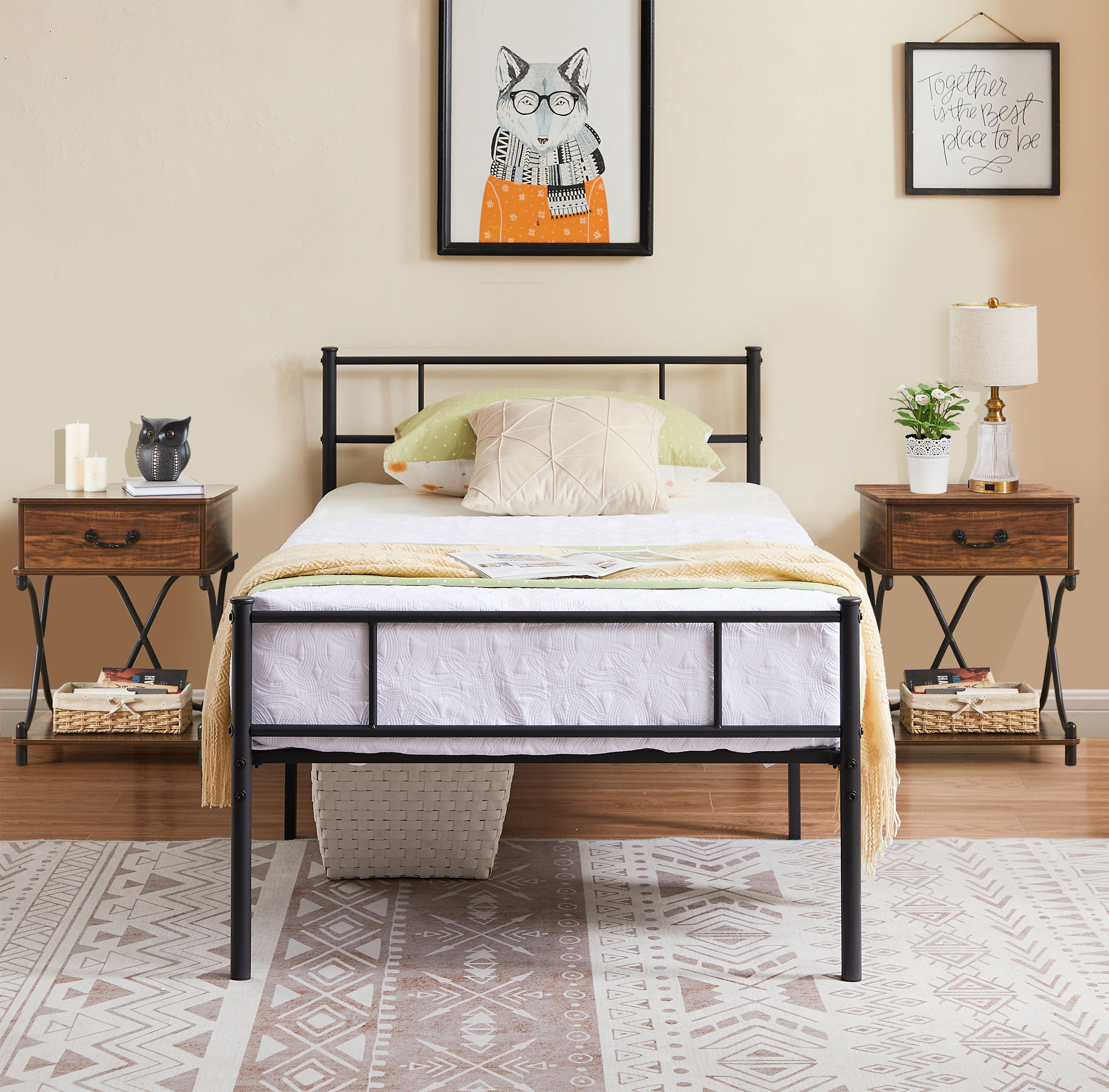 Williston Forge 3-Piece Bedroom Set Metal Platform Bed Frame And ...
