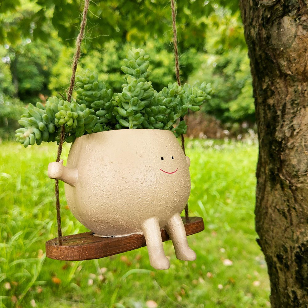 Breakwater Bay Swing Face Planter Pot Hanging Resin Flower Head ...