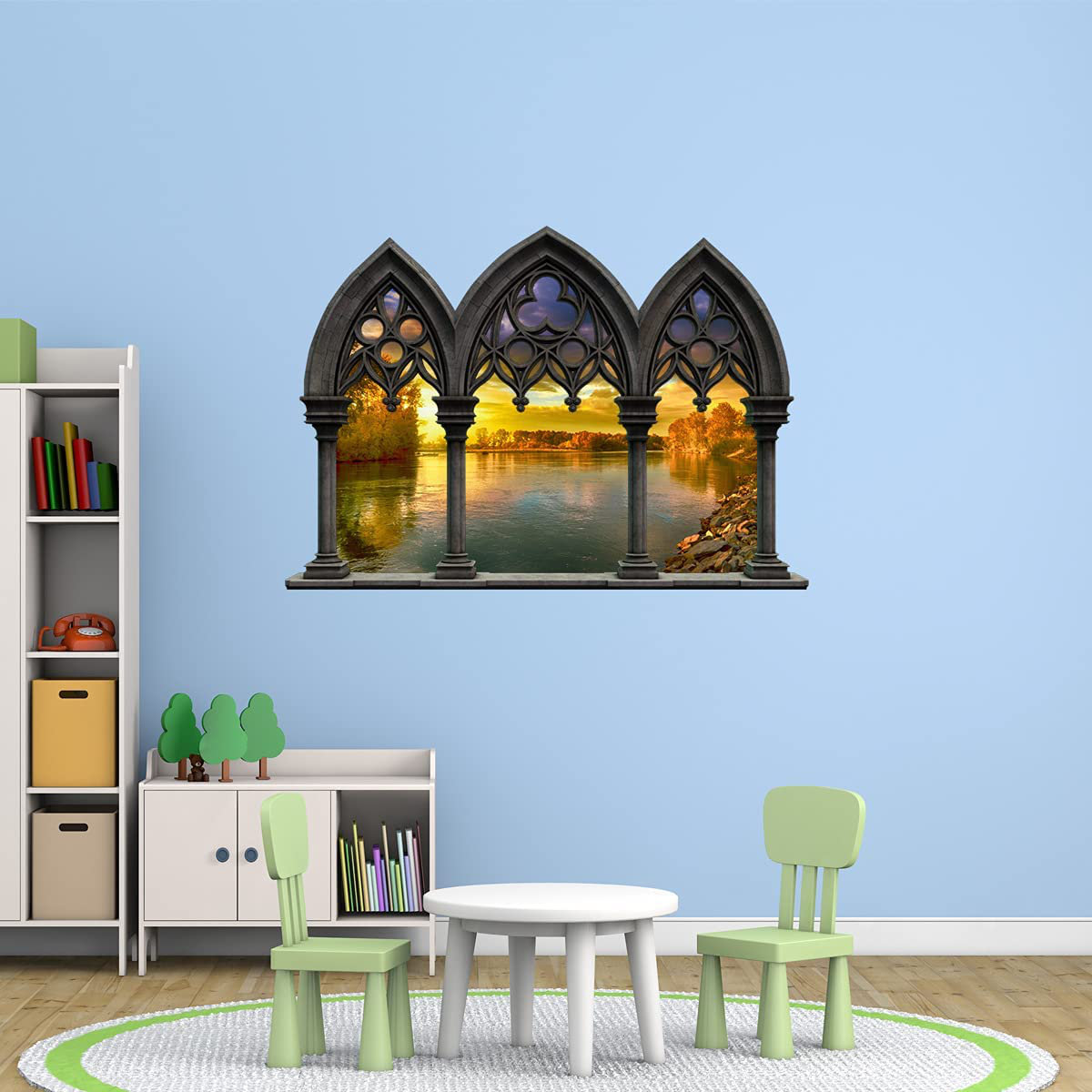 Latitude Run® - Castle Window Decals For Walls Peel And Stick Lake ...