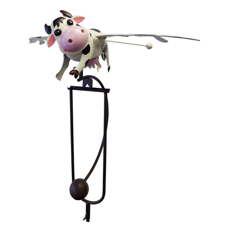 Bungalow Rose Rustic Flying Cow Balancing Rocker Garden Stake Outdoor ...