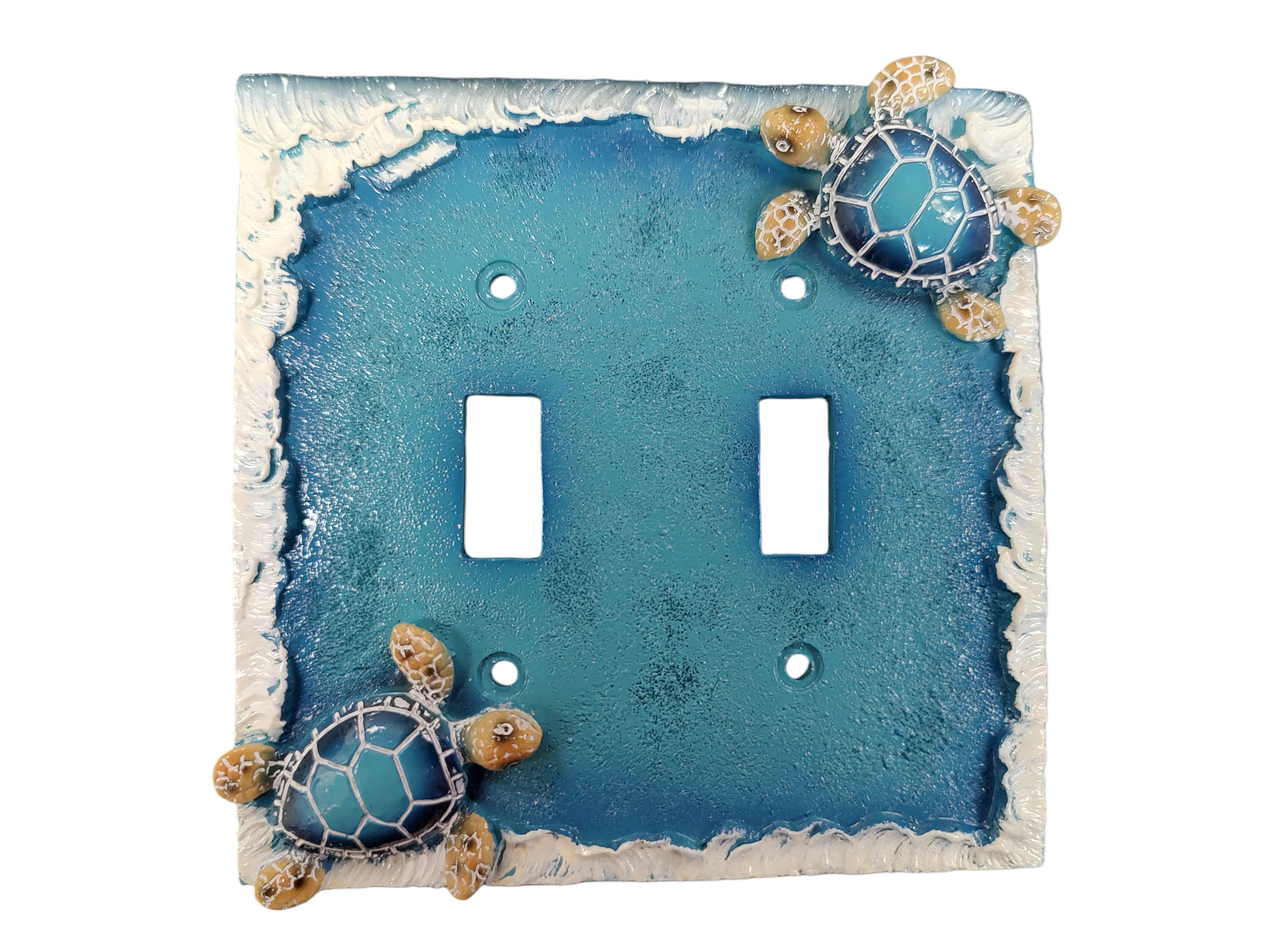 De Leon Collections Polyresin Ocean Sea Turtle Blue Wave Border 2-Gang ...