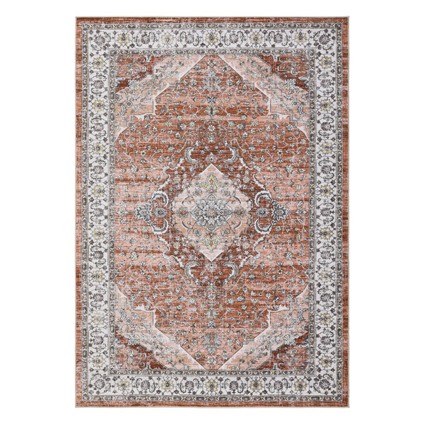 Winston Porter VintageFloral Area Rug, Traditional Non Slip Floor ...