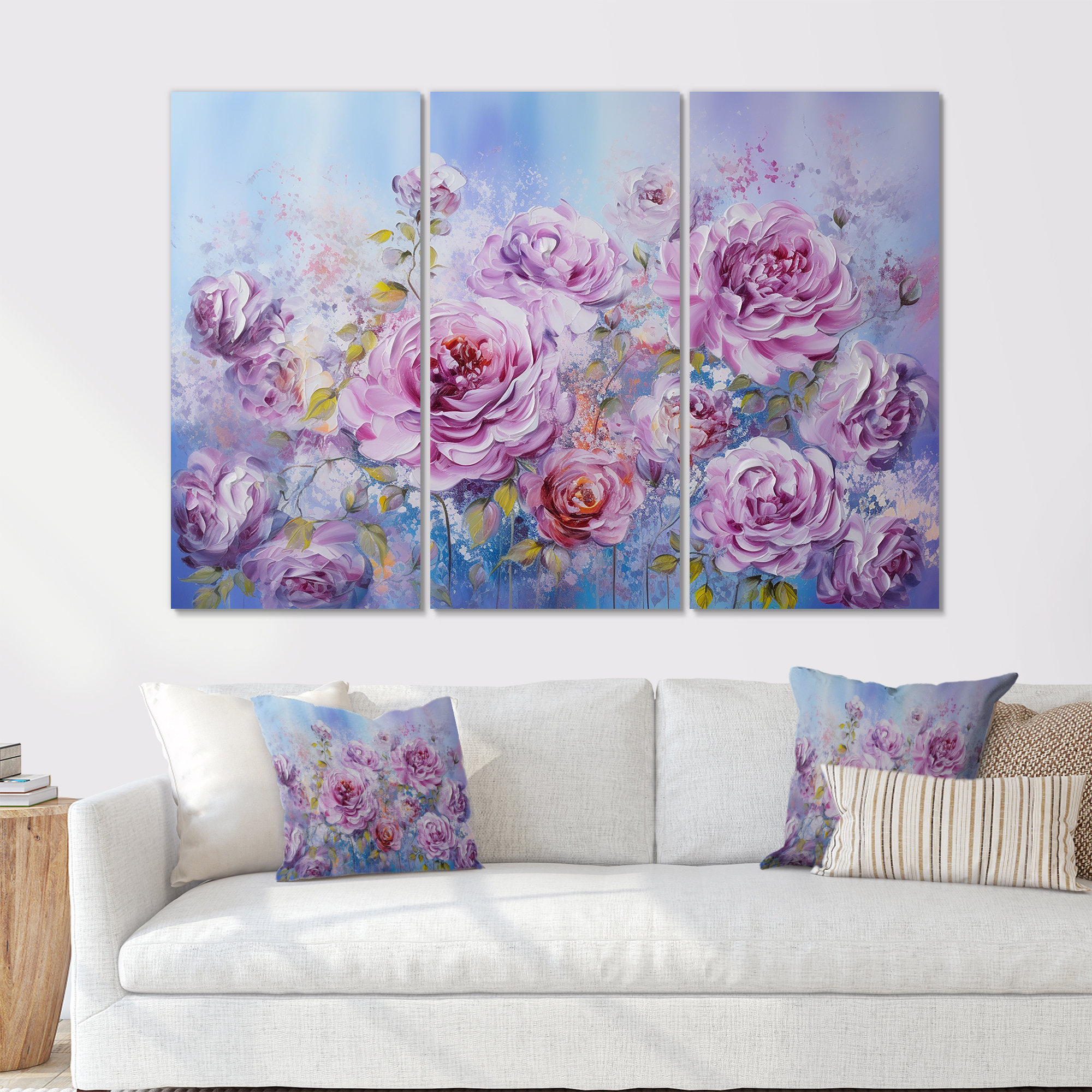 Winston Porter Purple Roses Florescence - Flower Field Canvas Art Set ...