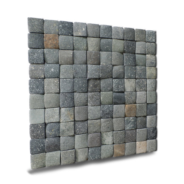 b.o.i Florida 12" x 12" Natural Stone Grid Pebble Mosaic Wall Tile ...