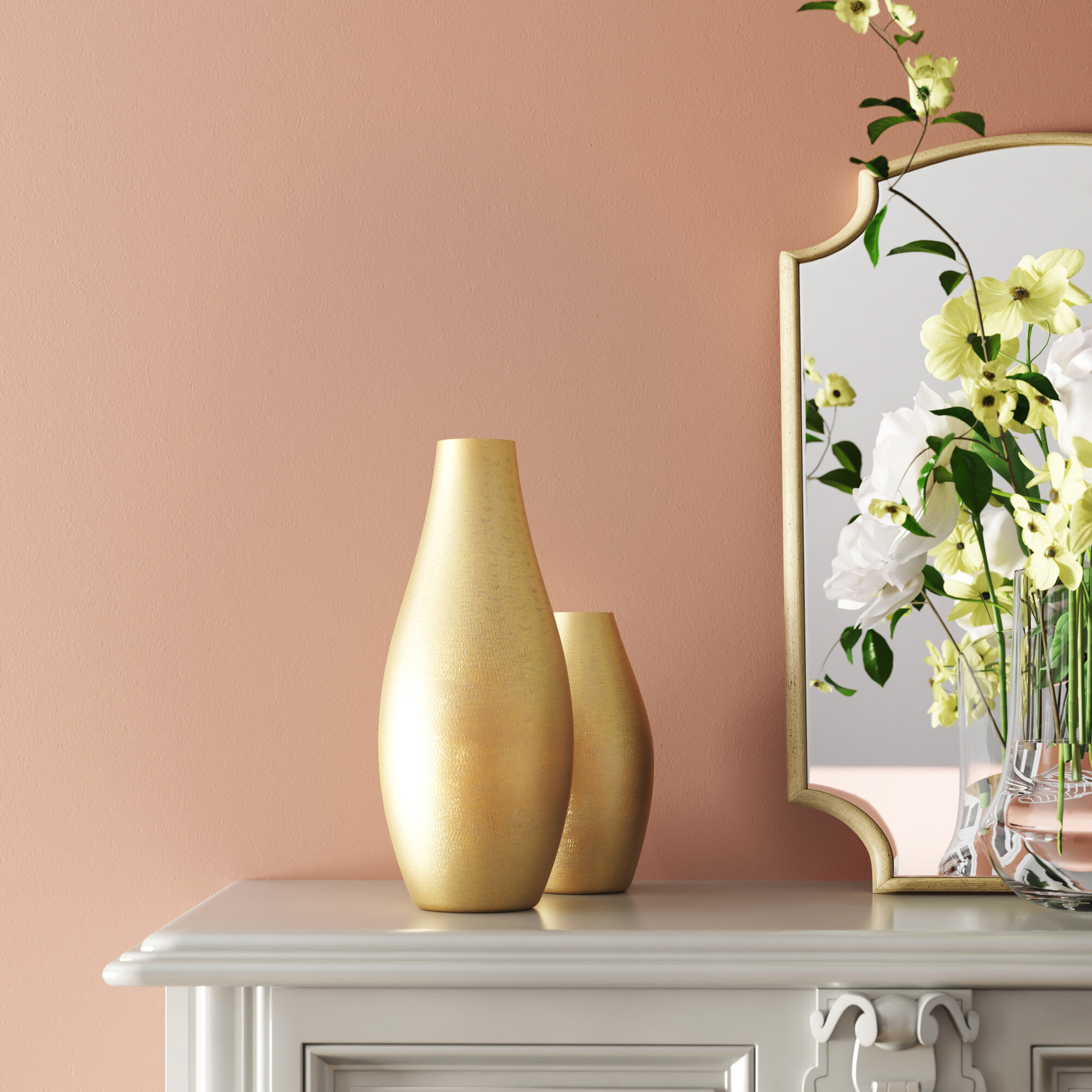 Willa Arlo™ Interiors Marcantonio Lustrous Brushed Gold Metal Vase ...