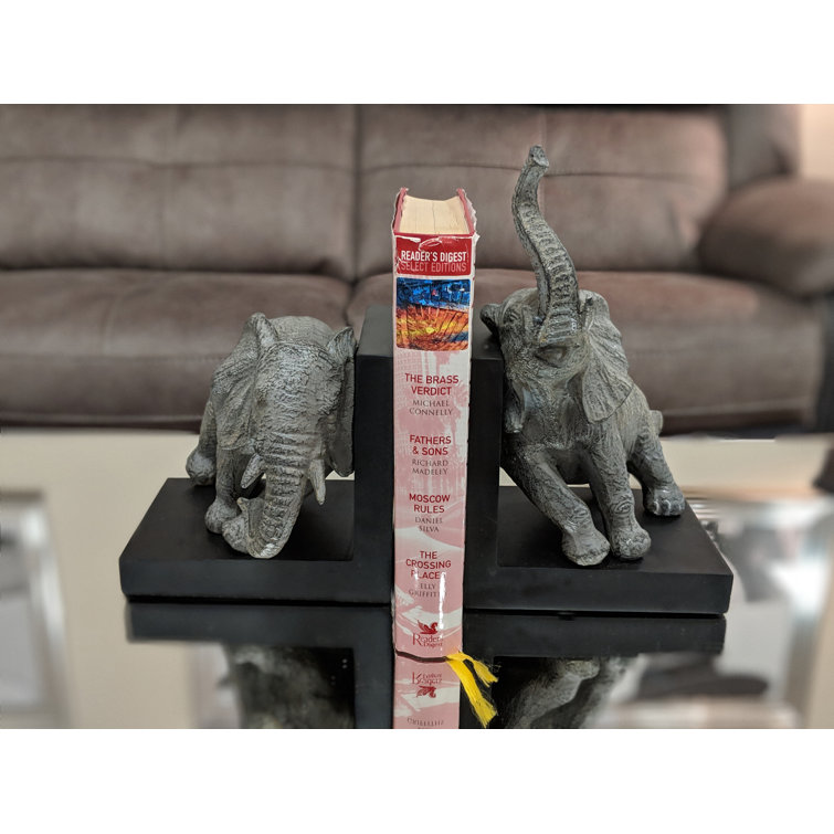Bloomsbury Market Pair of Pushing Elephant Bookends & Reviews | Wayfair ...