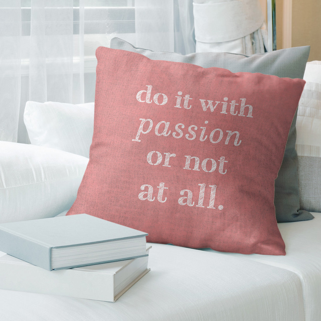 ArtVerse Handwritten Passion Inspirational Quote Pillow (W/ Removable ...