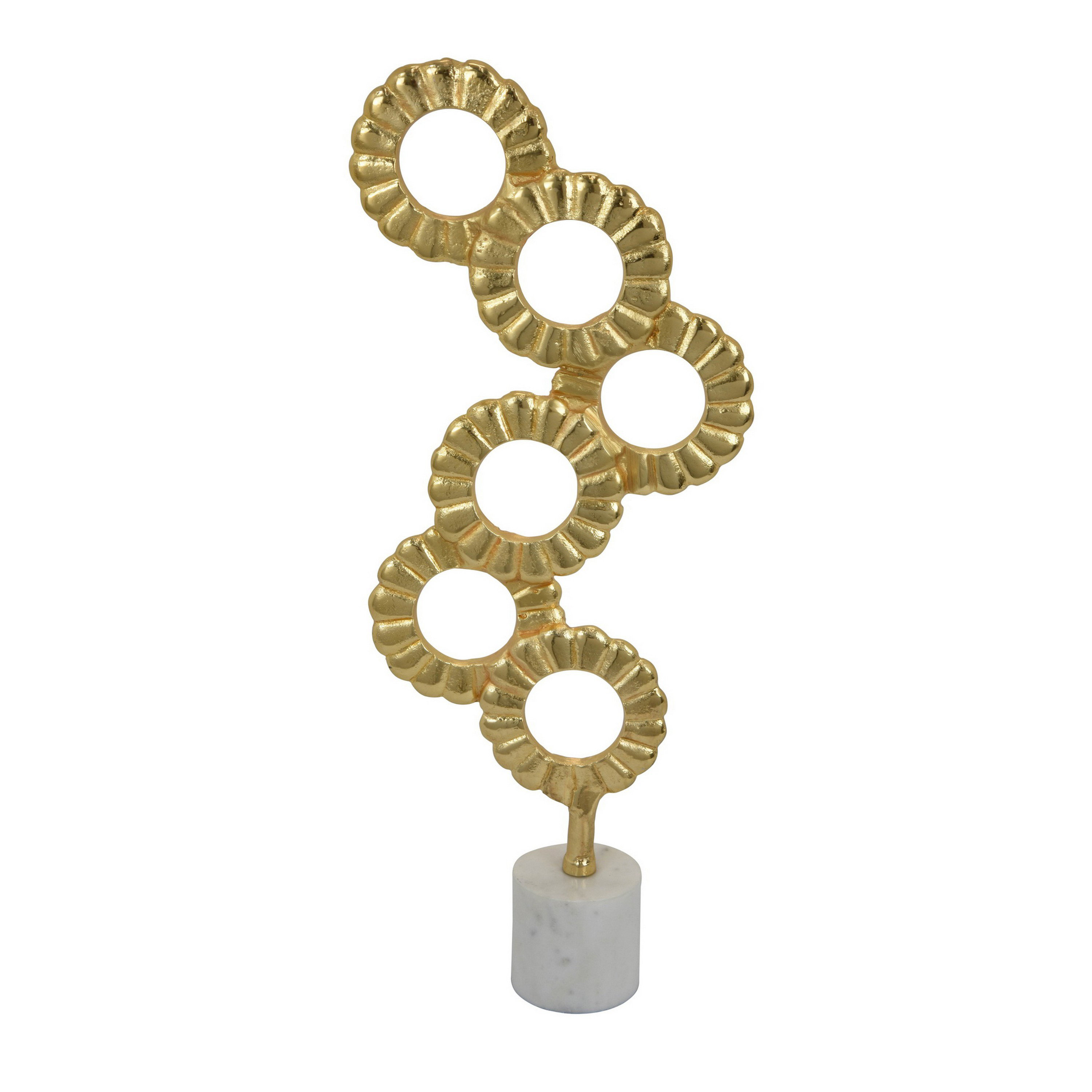Benjara Sherry Tabletop Decor, 23 Inch Golden Metal Round Patterns ...