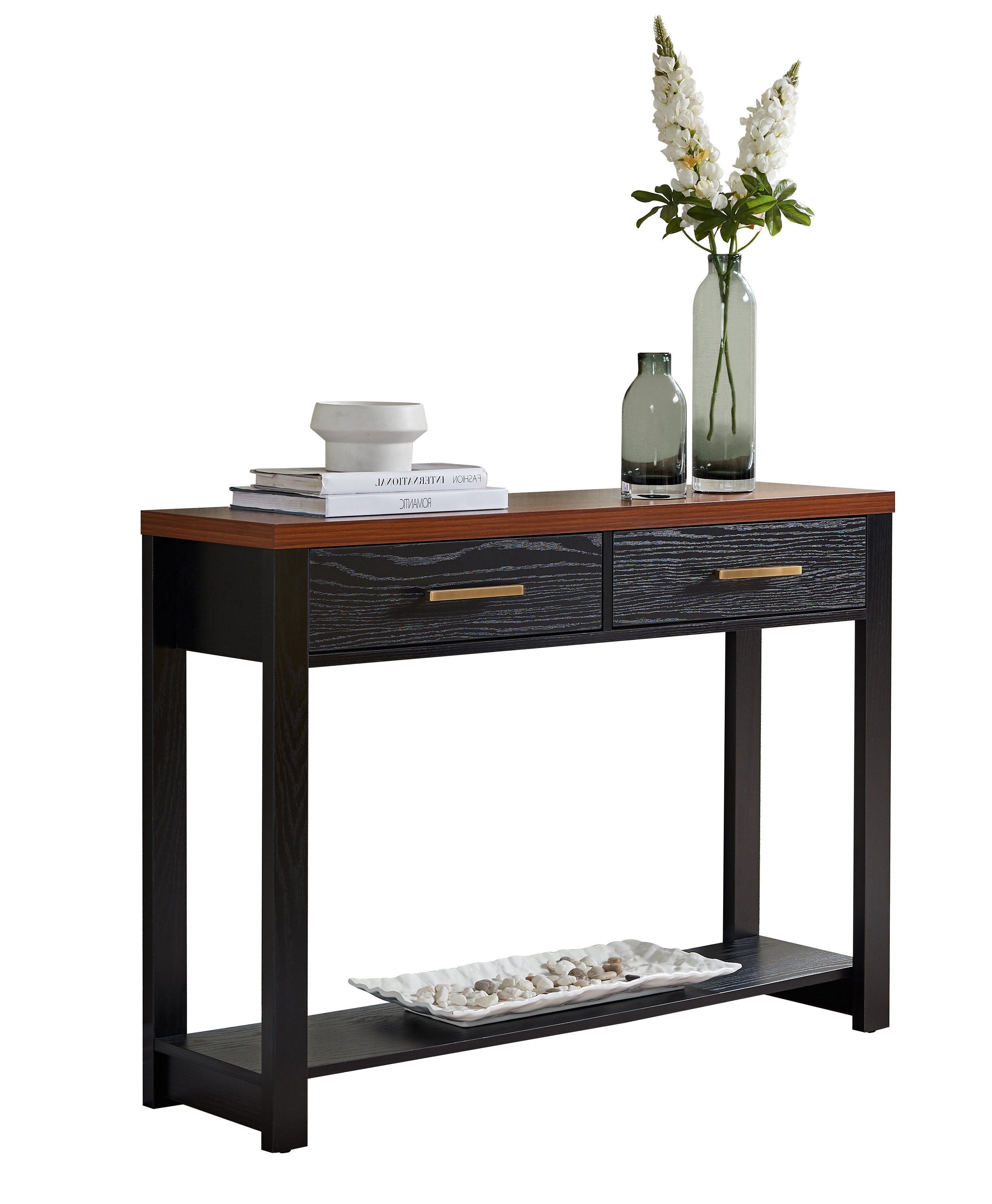 Everly Quinn Metellus Modern Console Table with 2 Storage Drawers and ...