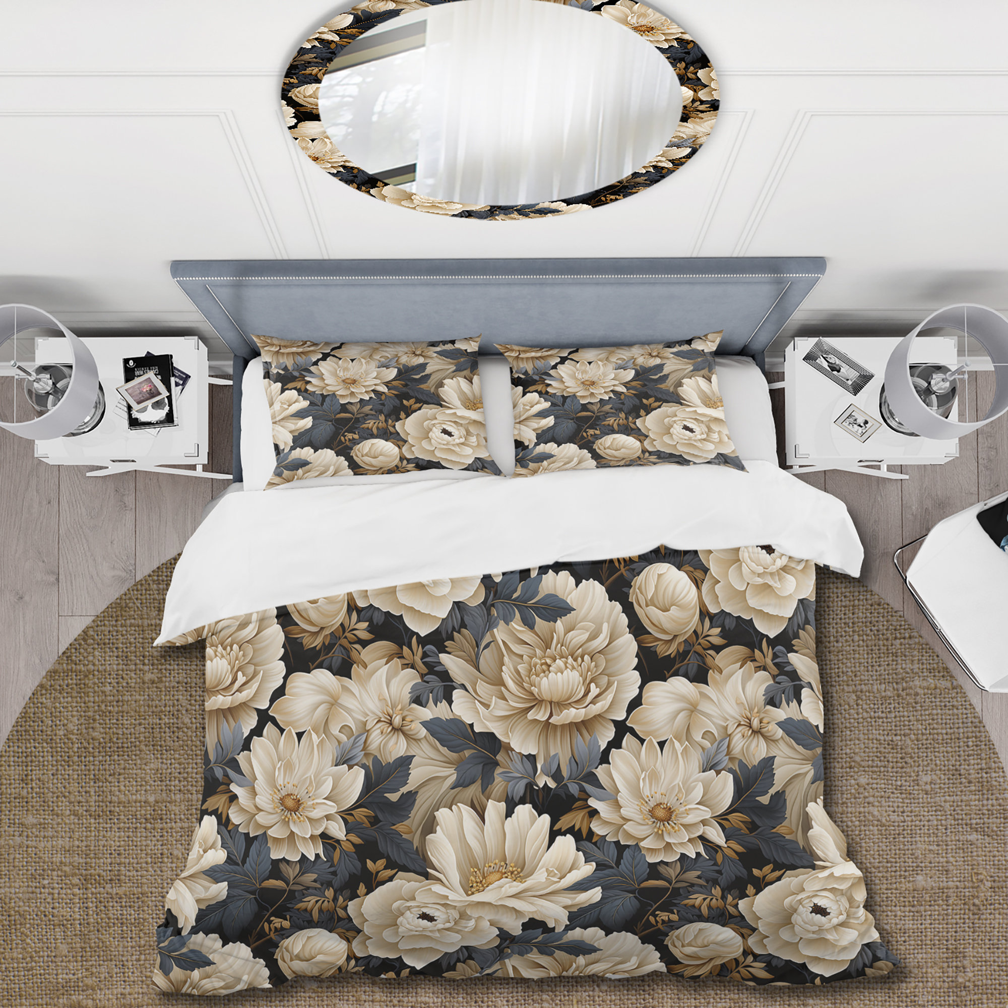 Design Art Magnificent White Magnolia Blooms - Floral Duvet Cover Set ...