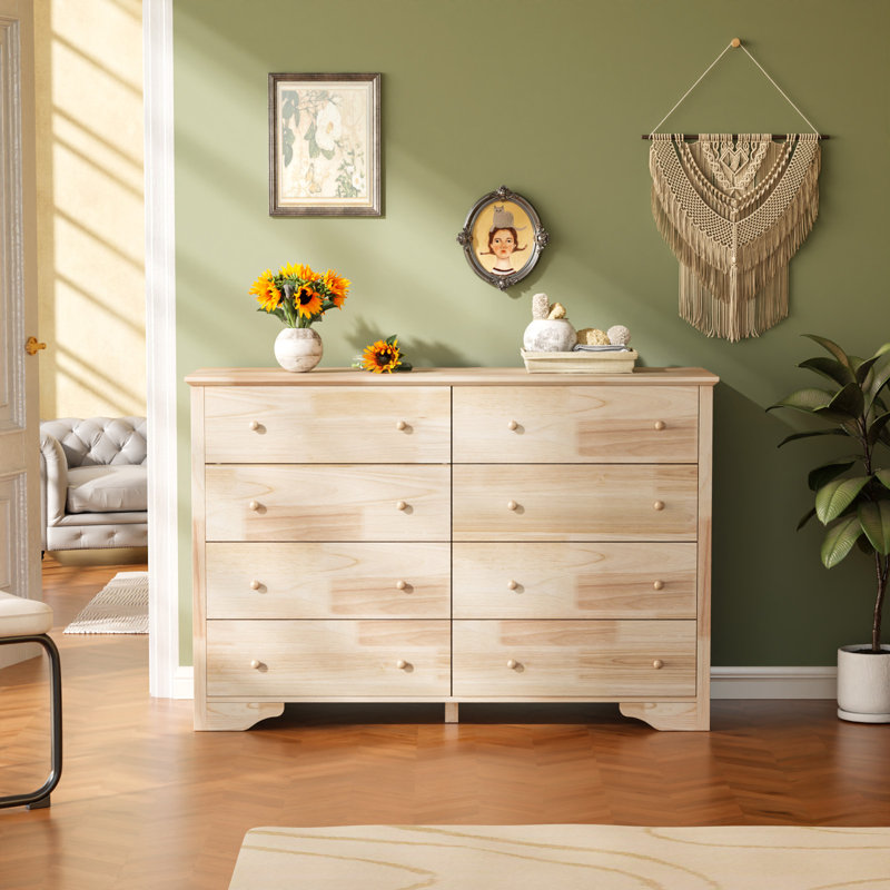 Winston Porter Natural Rubberwood And MDF Double-Row Eight-Drawer ...