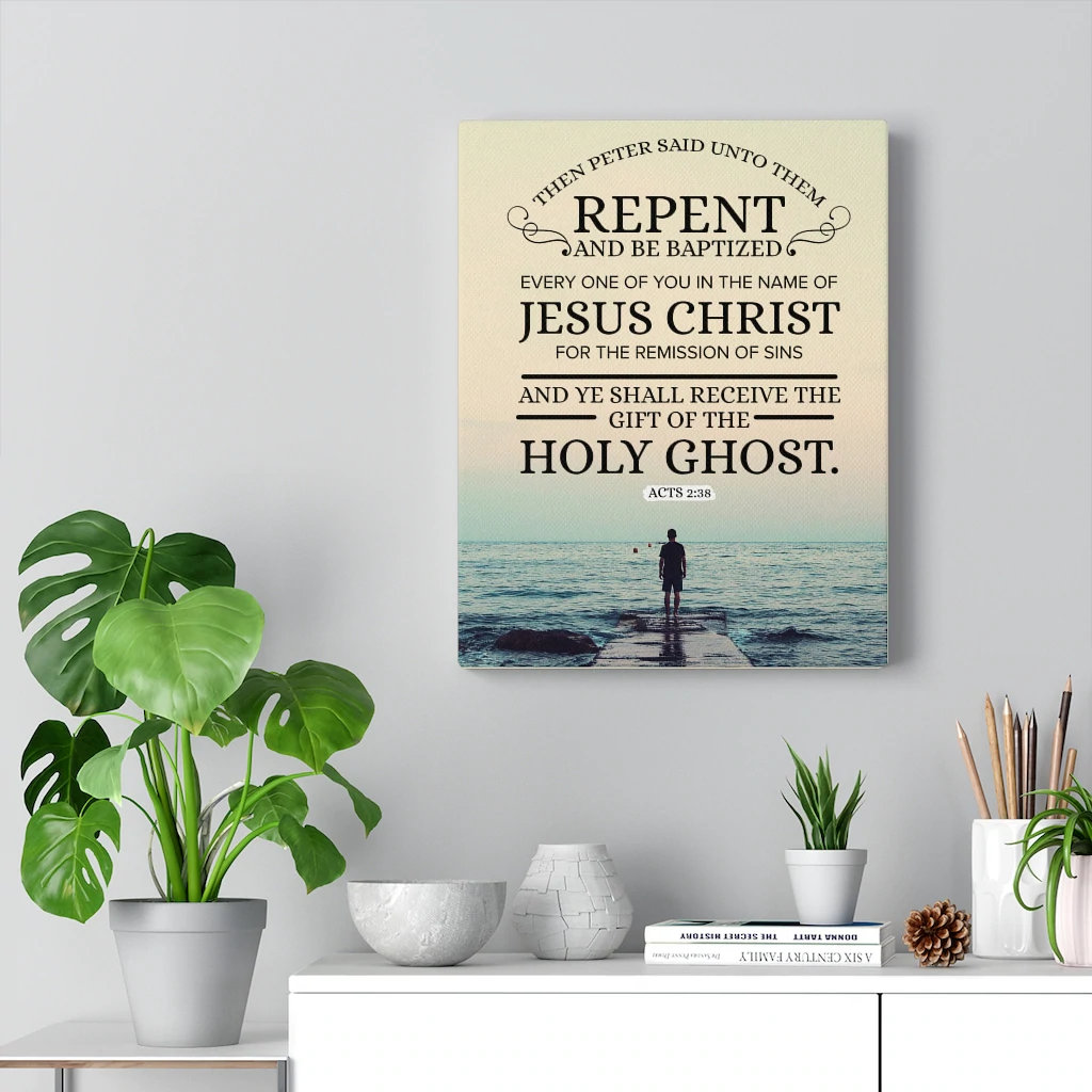 Trinx Bible Verse Canvas Repent And Be Baptized Acts 2:38 Bible Verse ...
