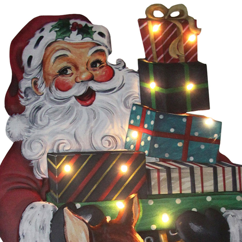 The Holiday Aisle® 26 Inch Pre-lit Christmas Sign - Santa And Gift ...