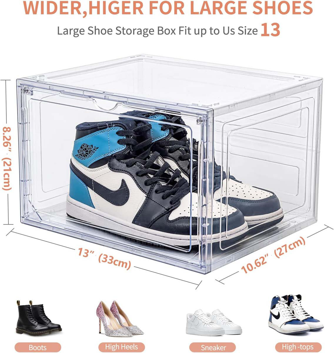Rebrilliant 12 Pack Clear Shoe Boxes Stackable,Large Shoe Storage ...